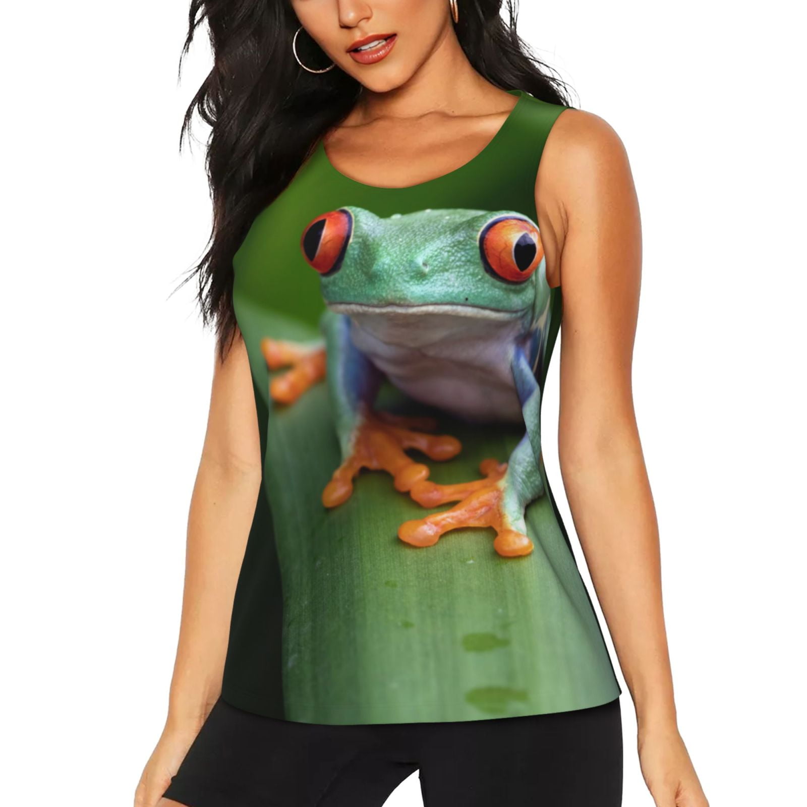Fuzoiu Red-Eyed Tree Frog Print Women's Workout Tank Top,Athletic ...