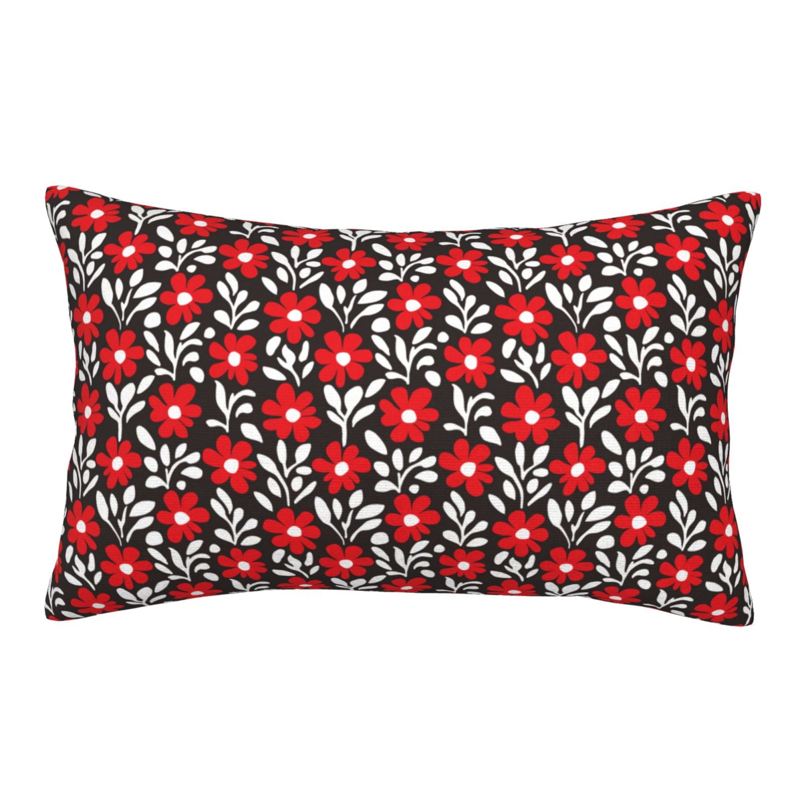 Fuzoiu Red Floral Print Fuzzy Pillowcases, Super Soft Pillow Case Cover ...