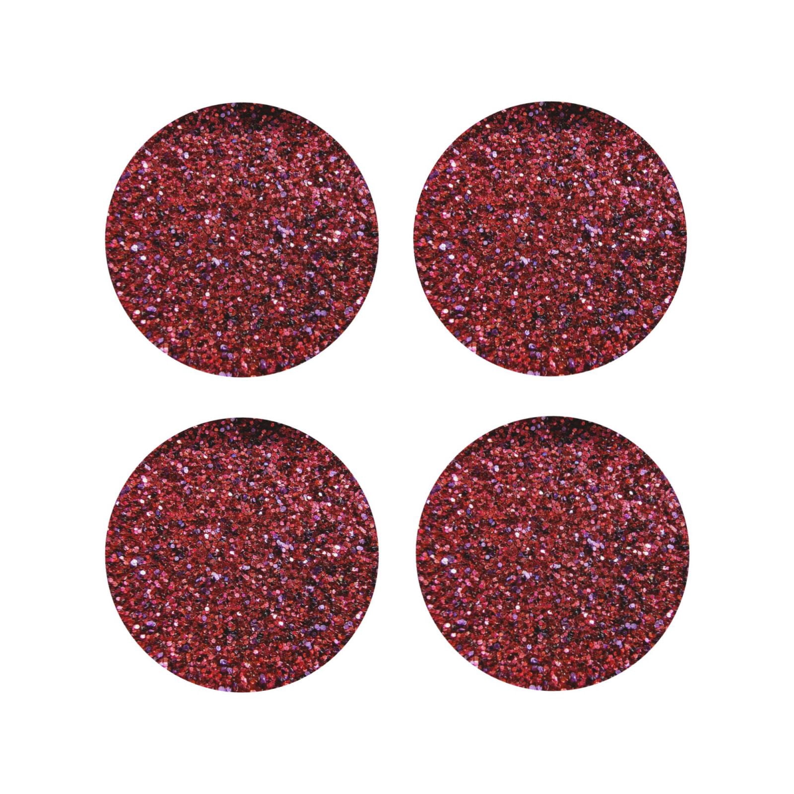 Fuzoiu Red Glitter Print Leather Coasters Set,Drink Coasters Set of 4 ...