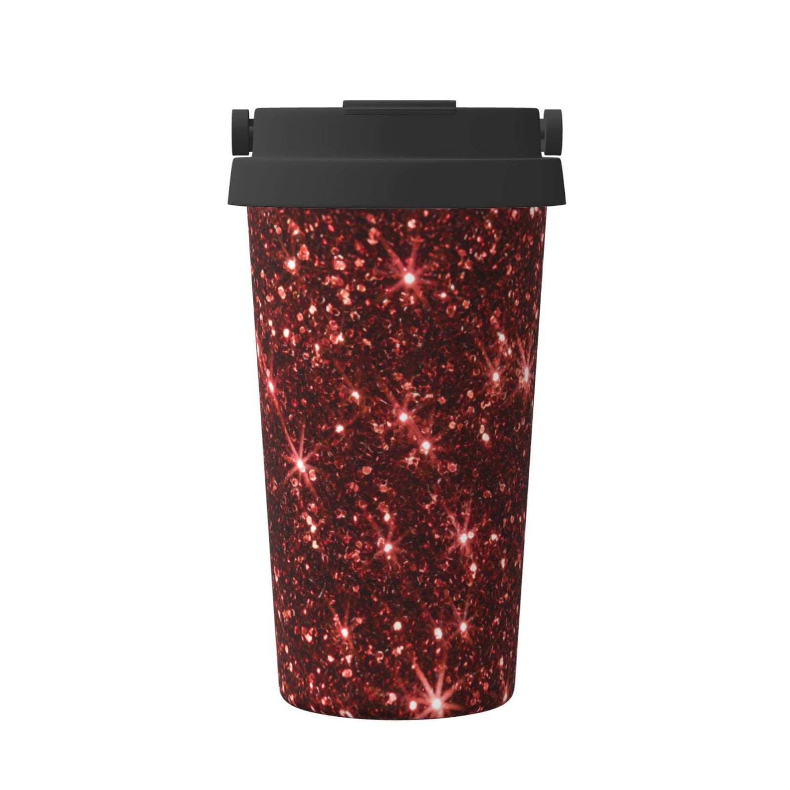 Fuzoiu Red Glitter Texture Print Stainless Steel Travel Mug,Vacuum ...