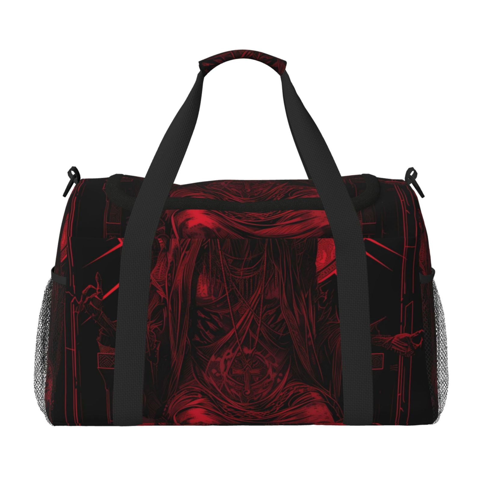 Fuzoiu Red Gothic Skeleton Throne Print Travel Duffle Bag,Carry On Tote ...