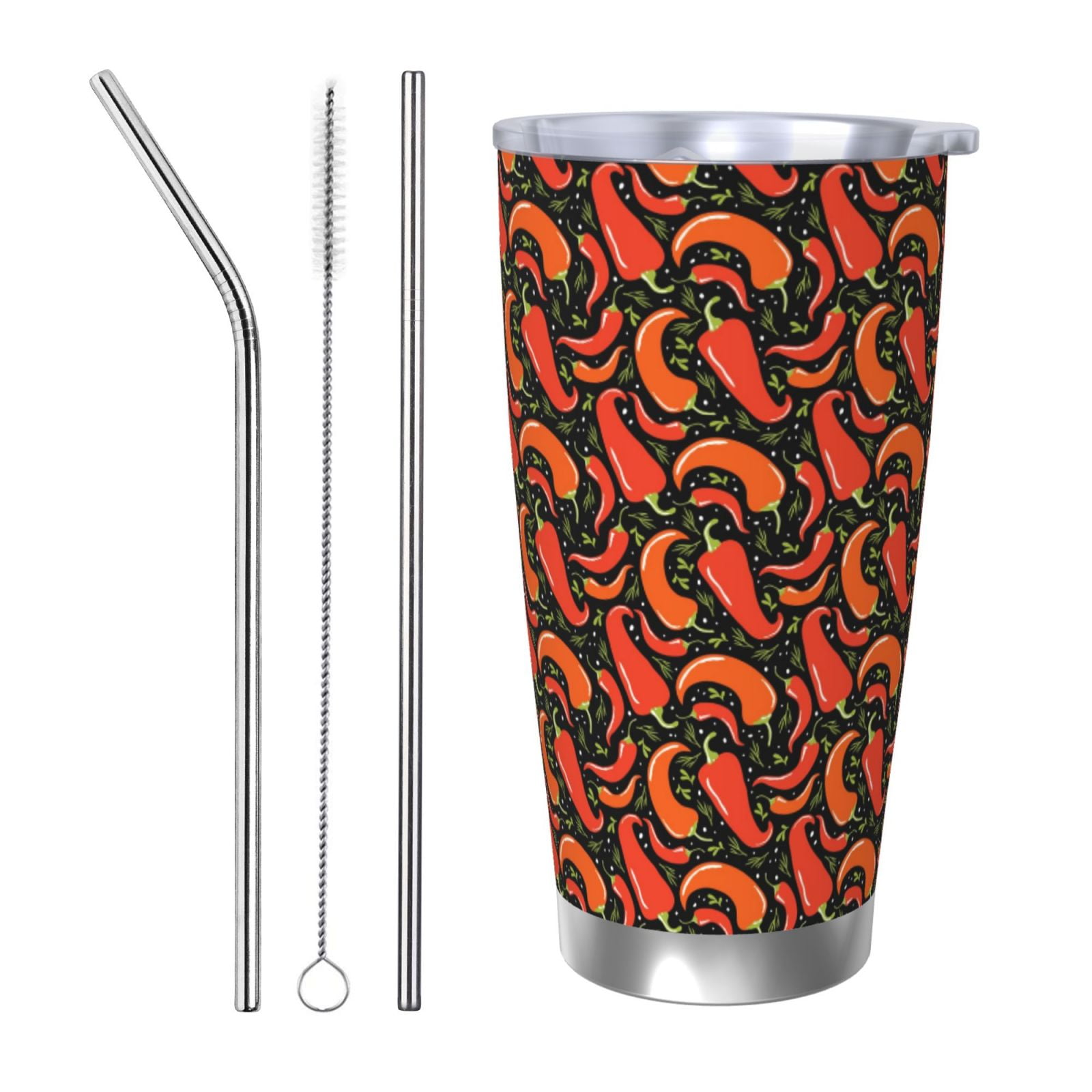 Fuzoiu Red Hot Chili Print 20oz Tumbler, Stainless Steel Vacuum ...