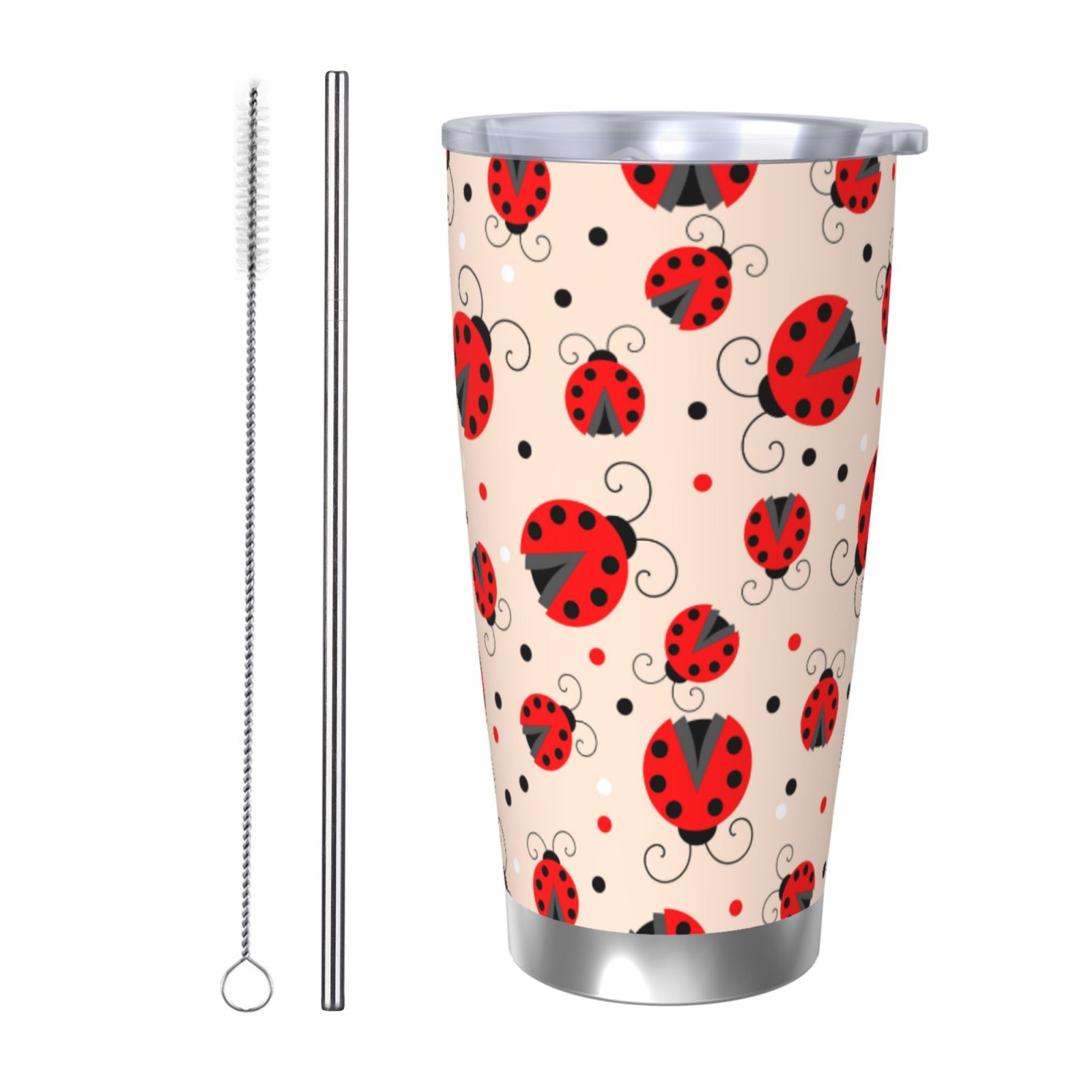 Fuzoiu Red Ladybug Print 20oz Tumbler, Stainless Steel Vacuum Insulated ...