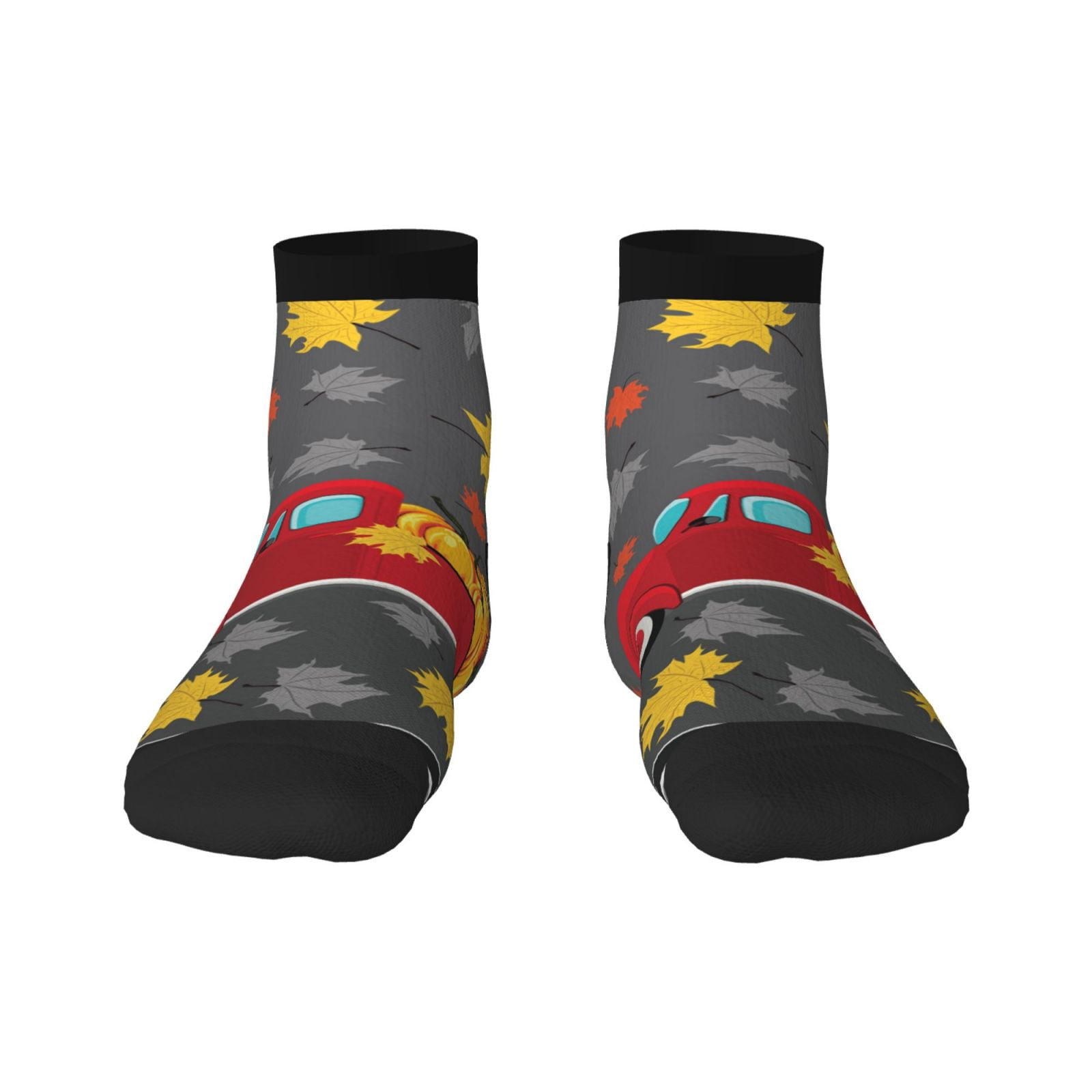 Fuzoiu Red Pickup Truck With Pumpkins Print Adult Socks, Crew Moisture ...