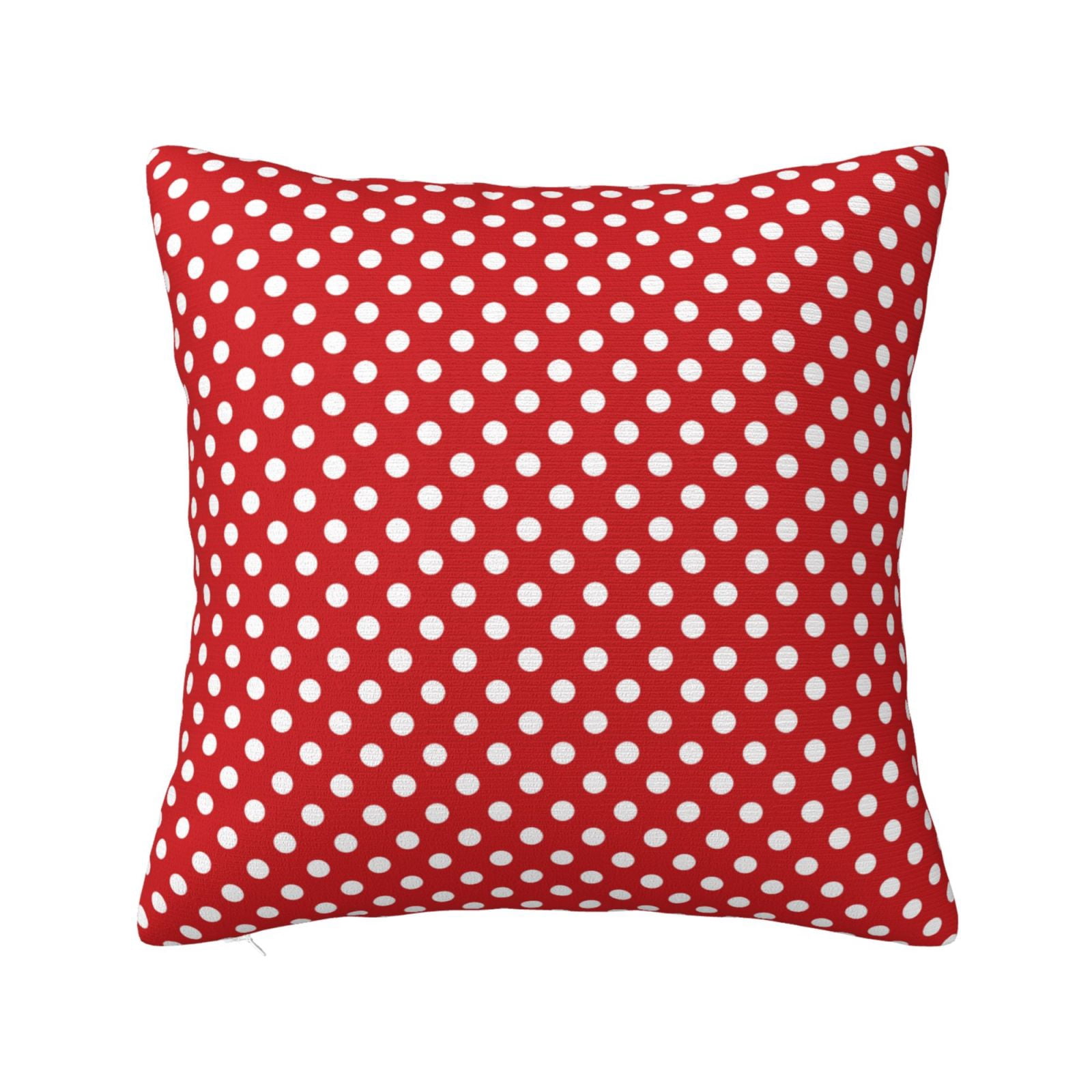 Fuzoiu Red Polka Dot Print Square Pillow Cover,Hidden Zipper Design ...