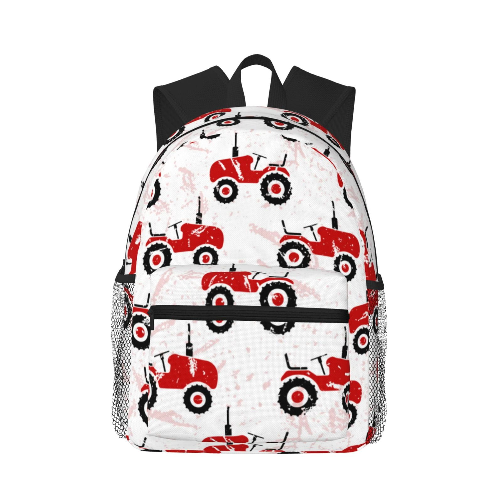 Fuzoiu Red Wheeled Tractors Print School Backpack for Teens,Large ...