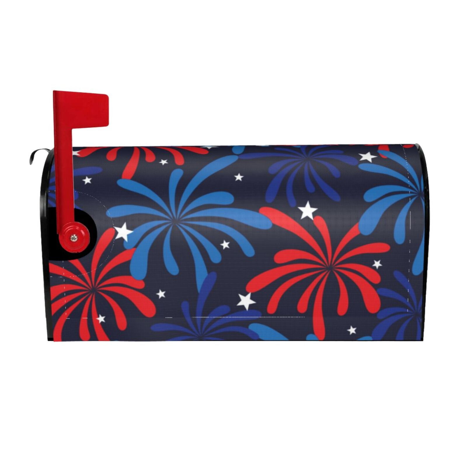 Fuzoiu Red White Blue Fireworks Print Decorative Waterproof Mailbox ...