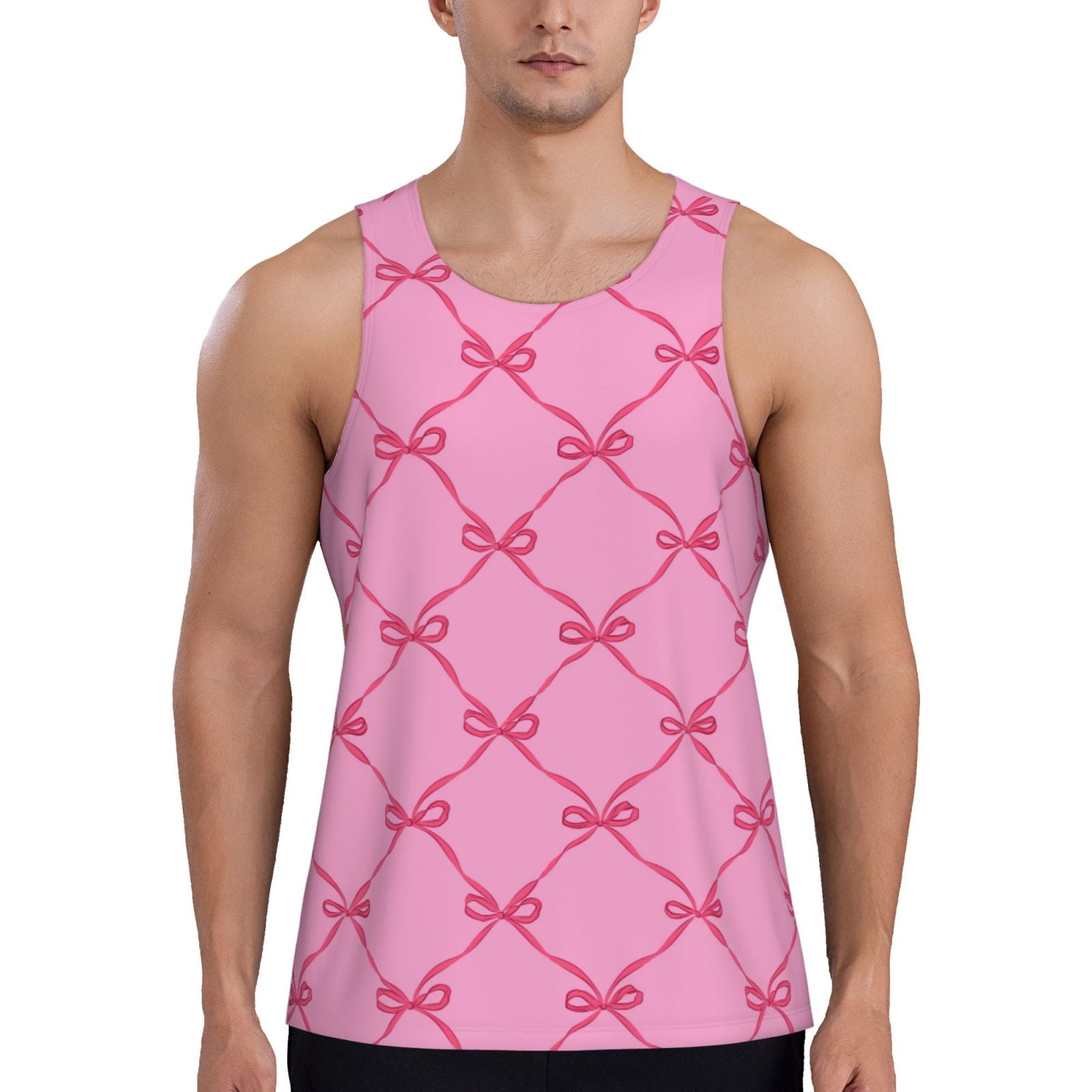 Fuzoiu Red ribbons Men's Workout Tank Tops,Sleeveless Gym Shirt Quick ...