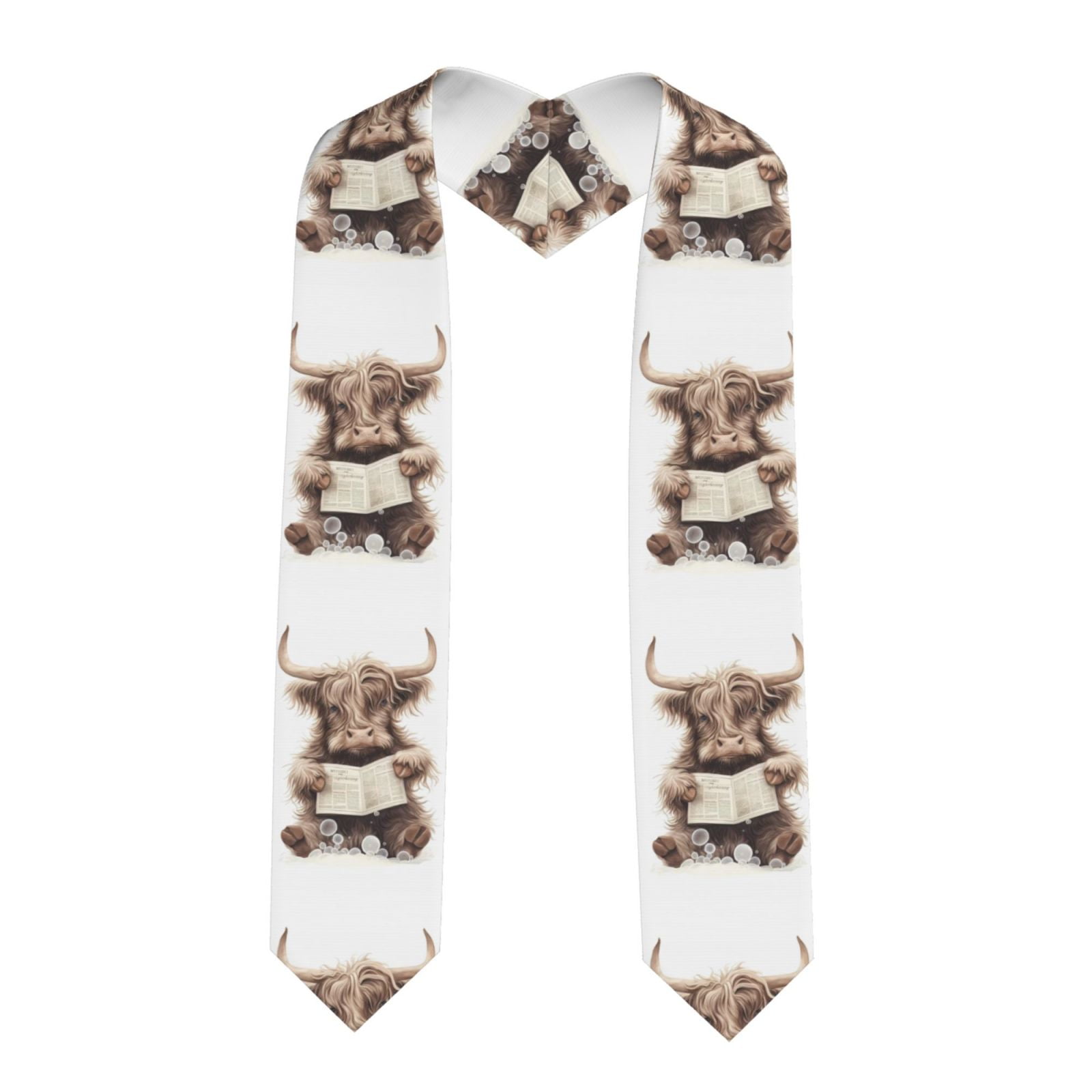 Fuzoiu Relaxed Cute Cow Reading Print Graduation Sash,Graduation Stole ...