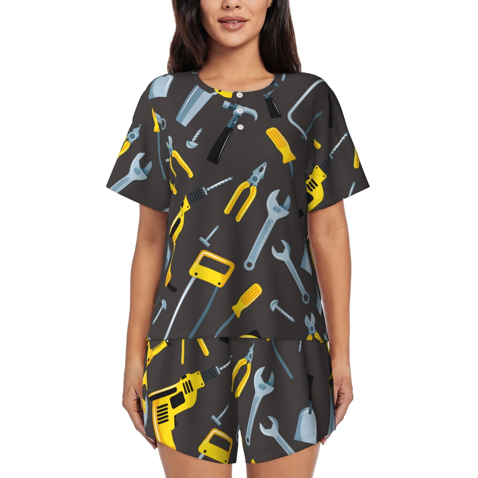 Fuzoiu Repair tools (2) Print Women's Short-Sleeved Pajama Set,Lounge ...