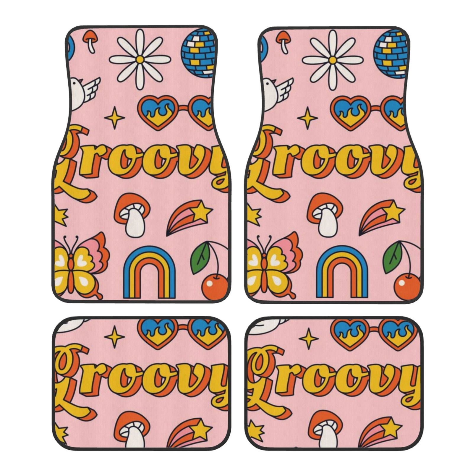Fuzoiu Retro 70s Hippie Print Carpet Floor Mats for Car,Car Foot Mat ...