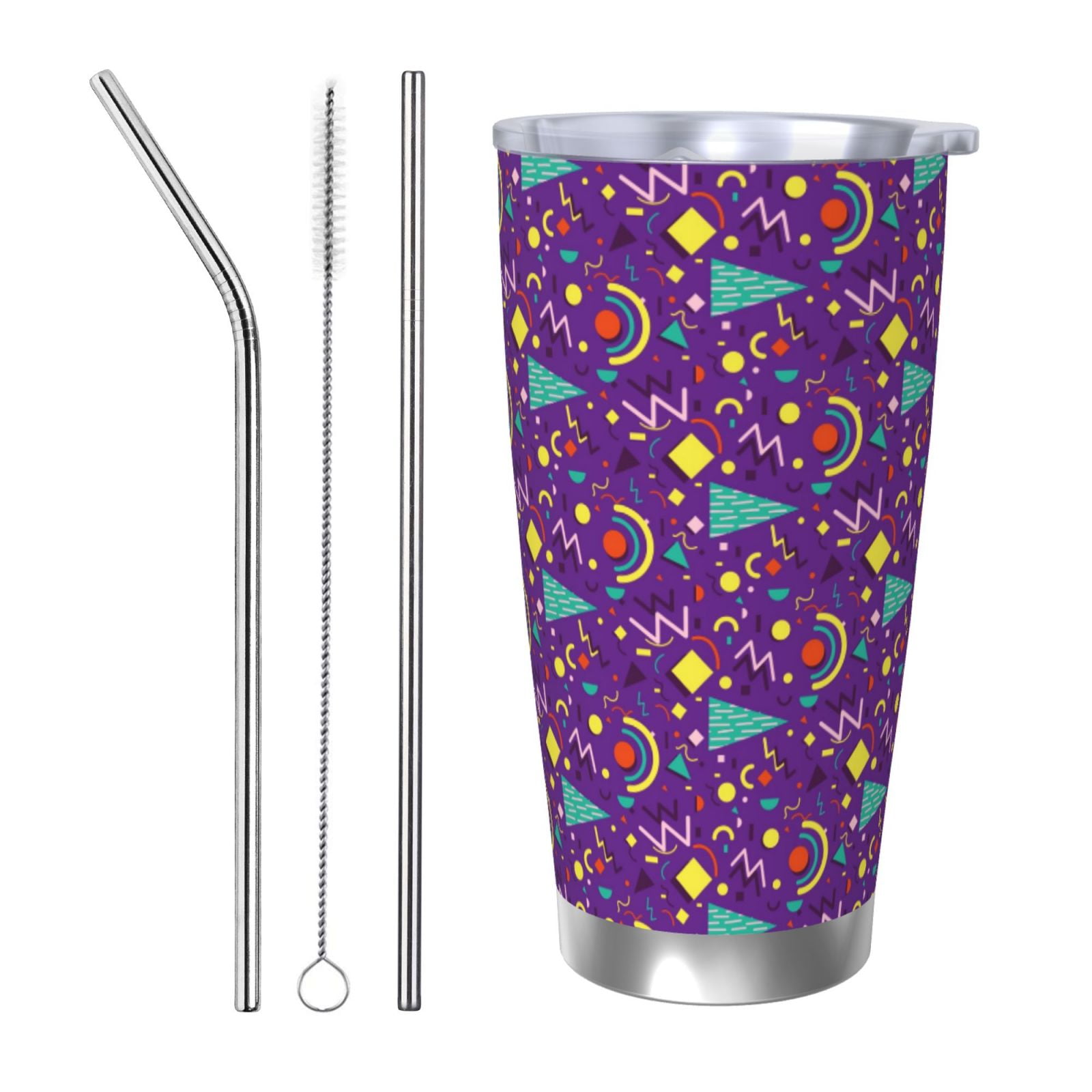 Fuzoiu Retro 80s Style Print 20oz Tumbler, Stainless Steel Vacuum ...