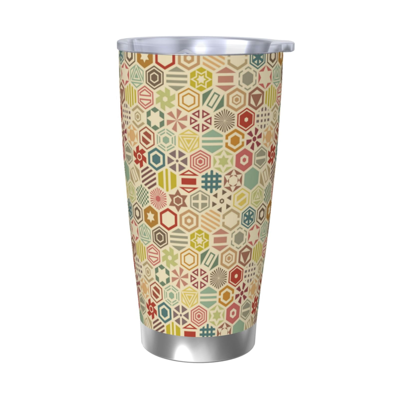 Fuzoiu Retro Geometry Print 20oz Tumbler, Stainless Steel Vacuum ...