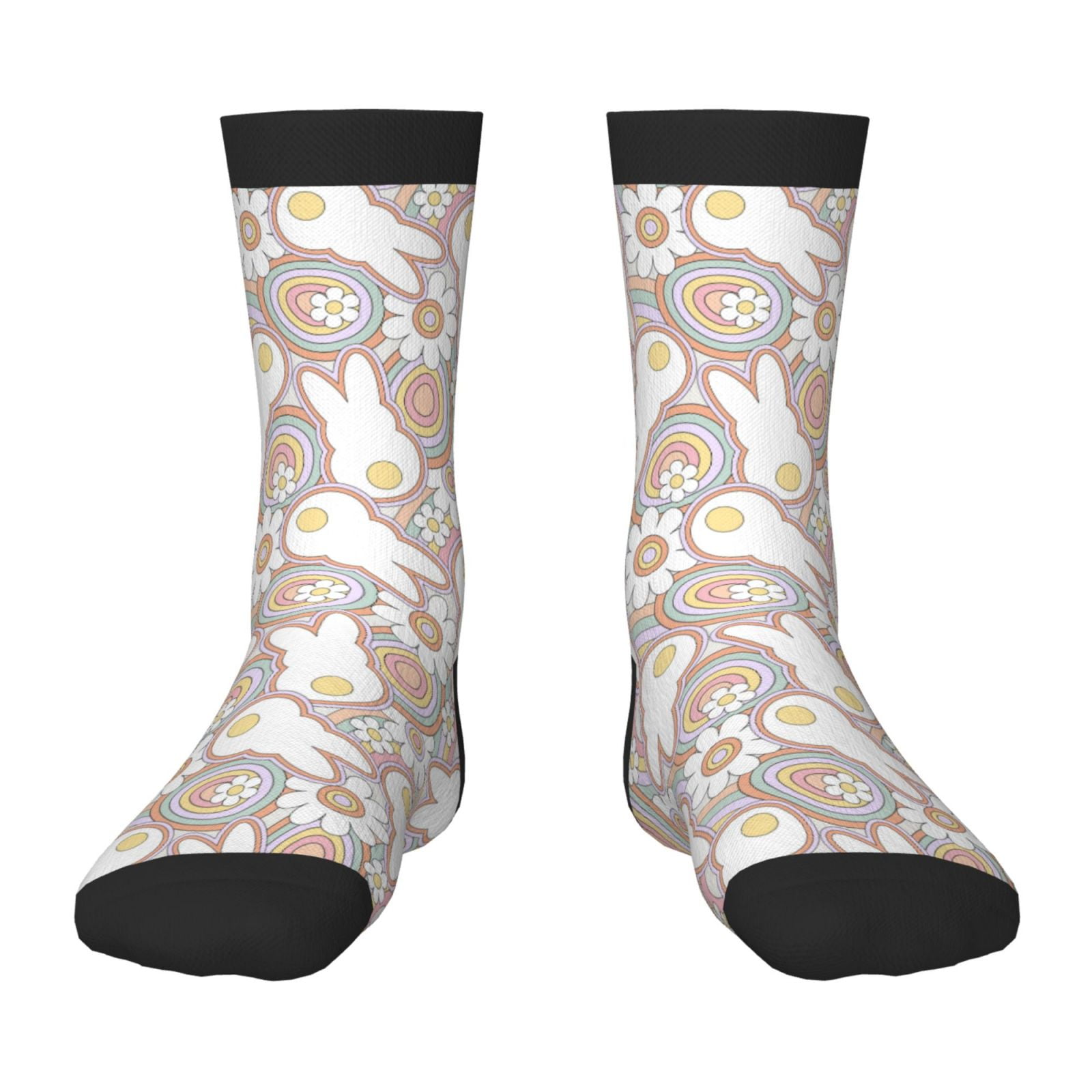 Fuzoiu Retro Hippie Groovy Easter bunny Print Kids Socks For Boys Girls ...