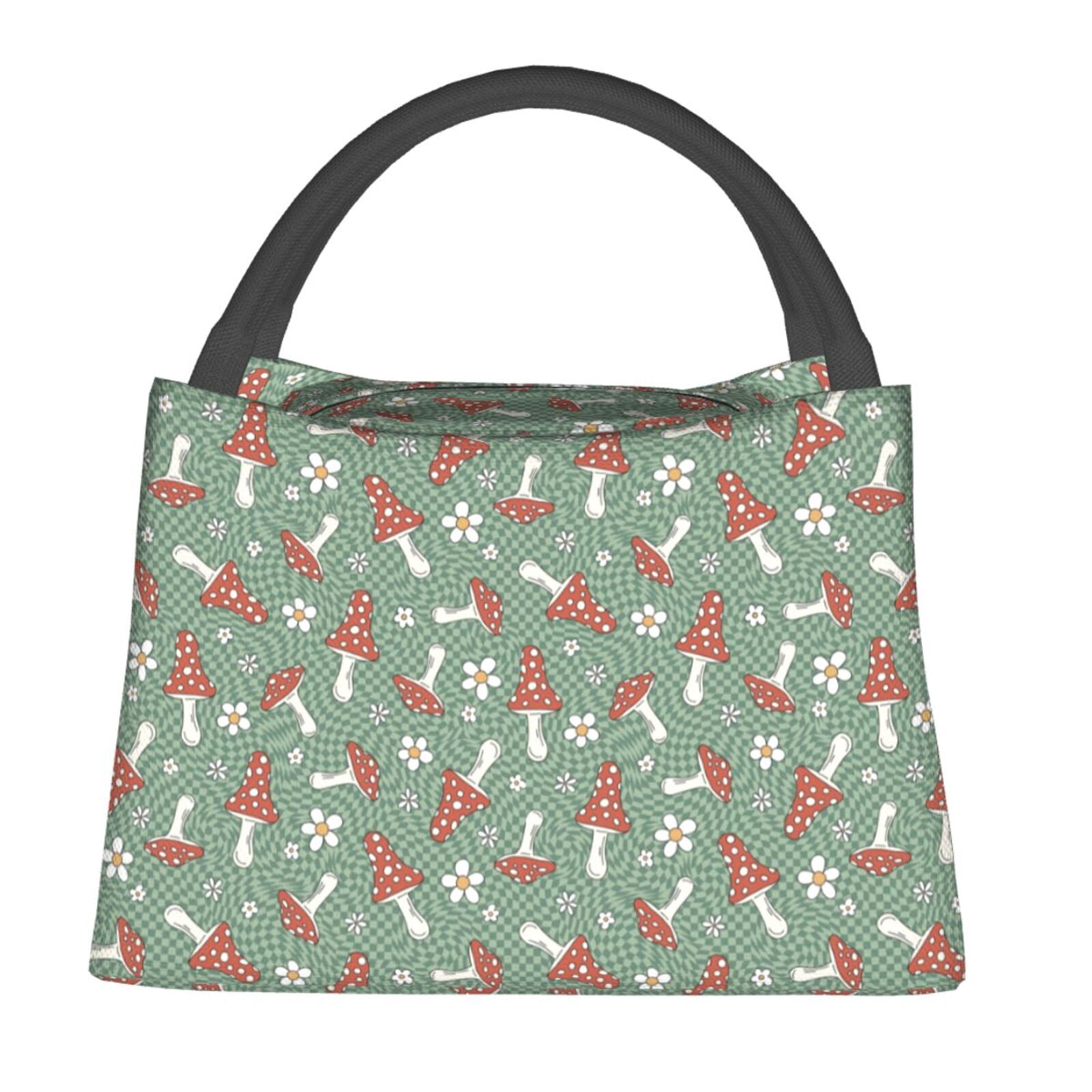 Fuzoiu Retro Hippie Groovy Mushroom Print Portable Insulation Lunch Bag ...