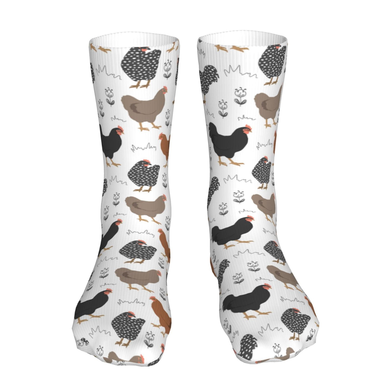 Fuzoiu Retro Rooster Print Crew Socks,Casual Athletic Gym LightWeight ...