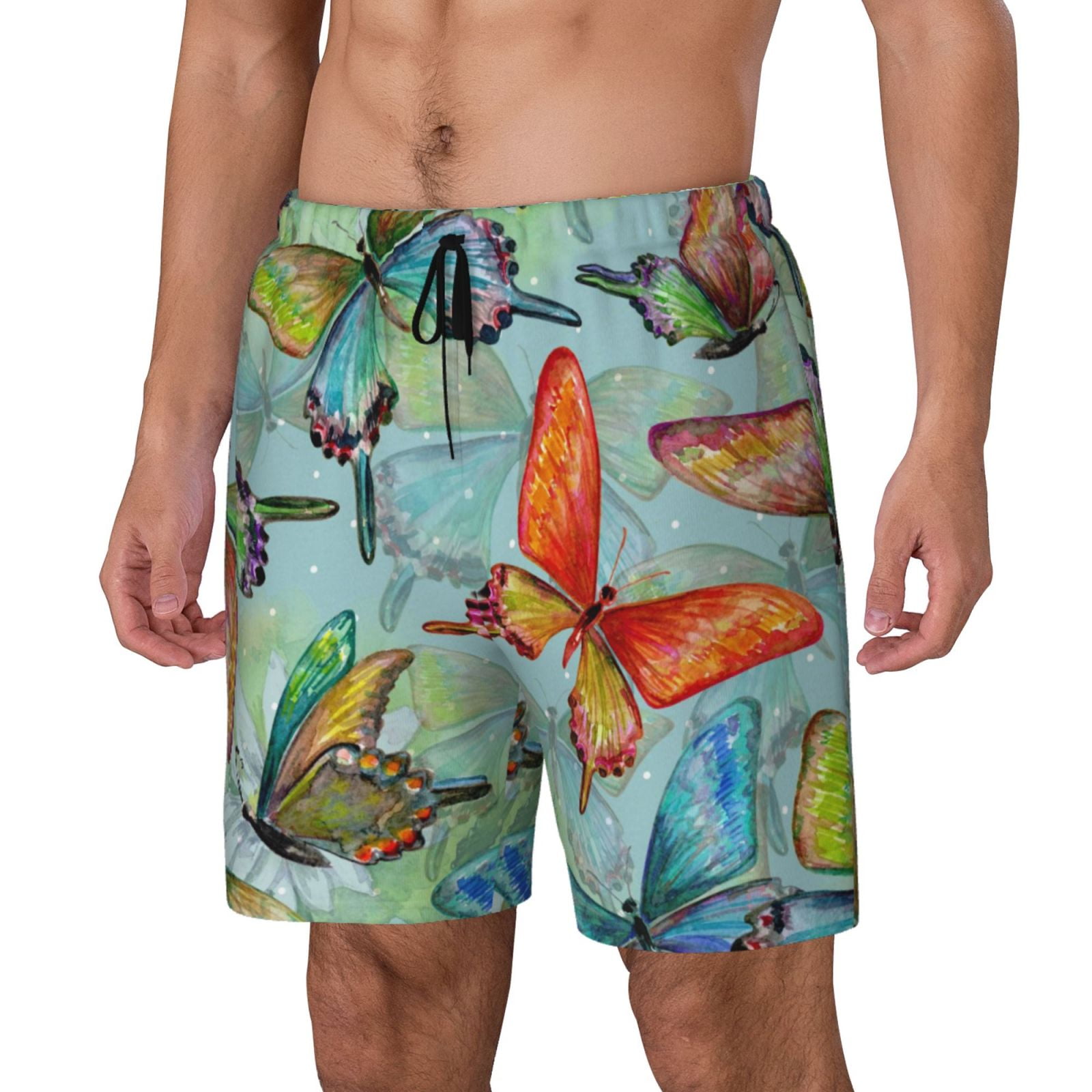 Fuzoiu Retro Seamless Flying Butterflies Print Men's Swim Shorts,Quick ...