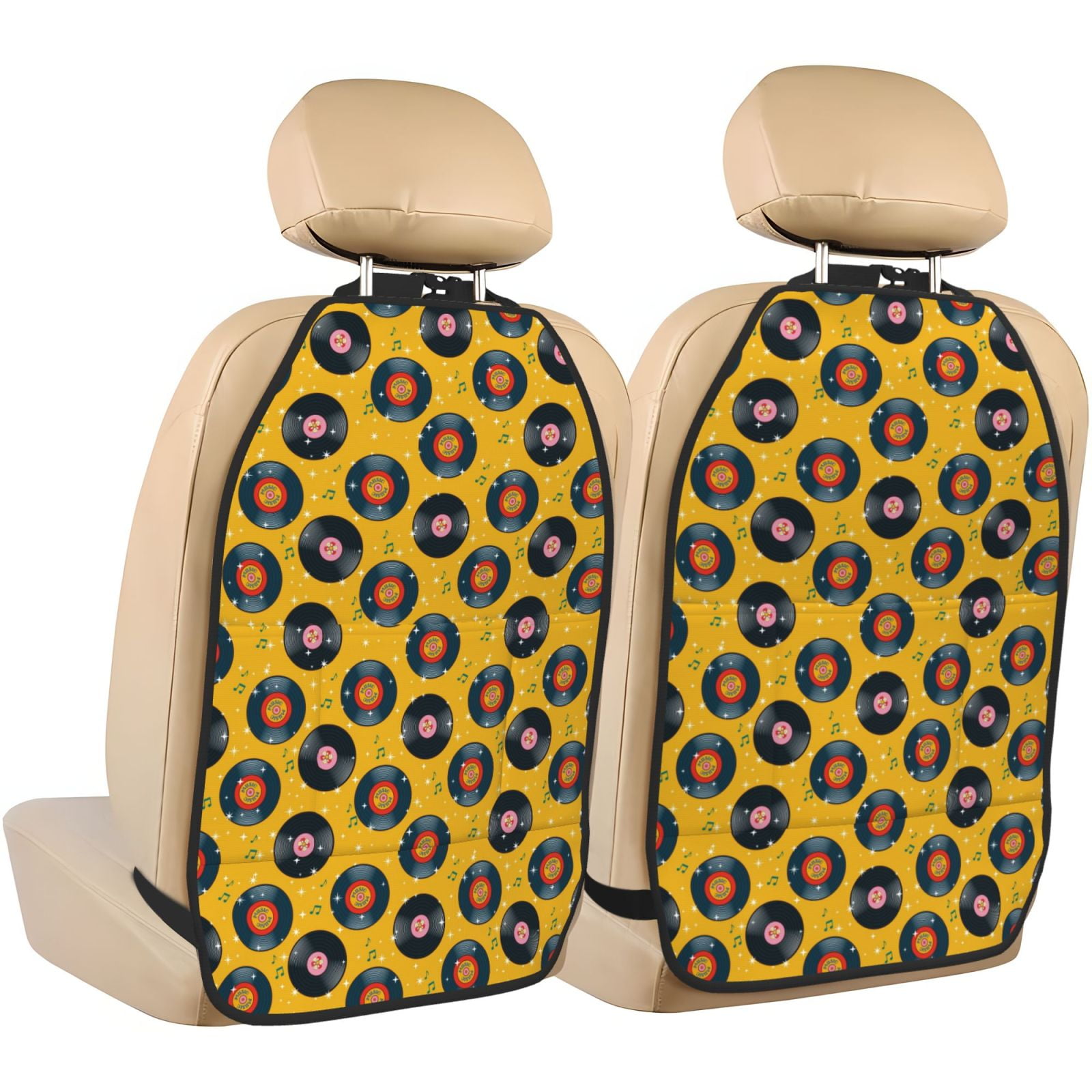 Fuzoiu Retro Vinyl Records Print 2 Pack Kick Mat Back Seat Protector ...
