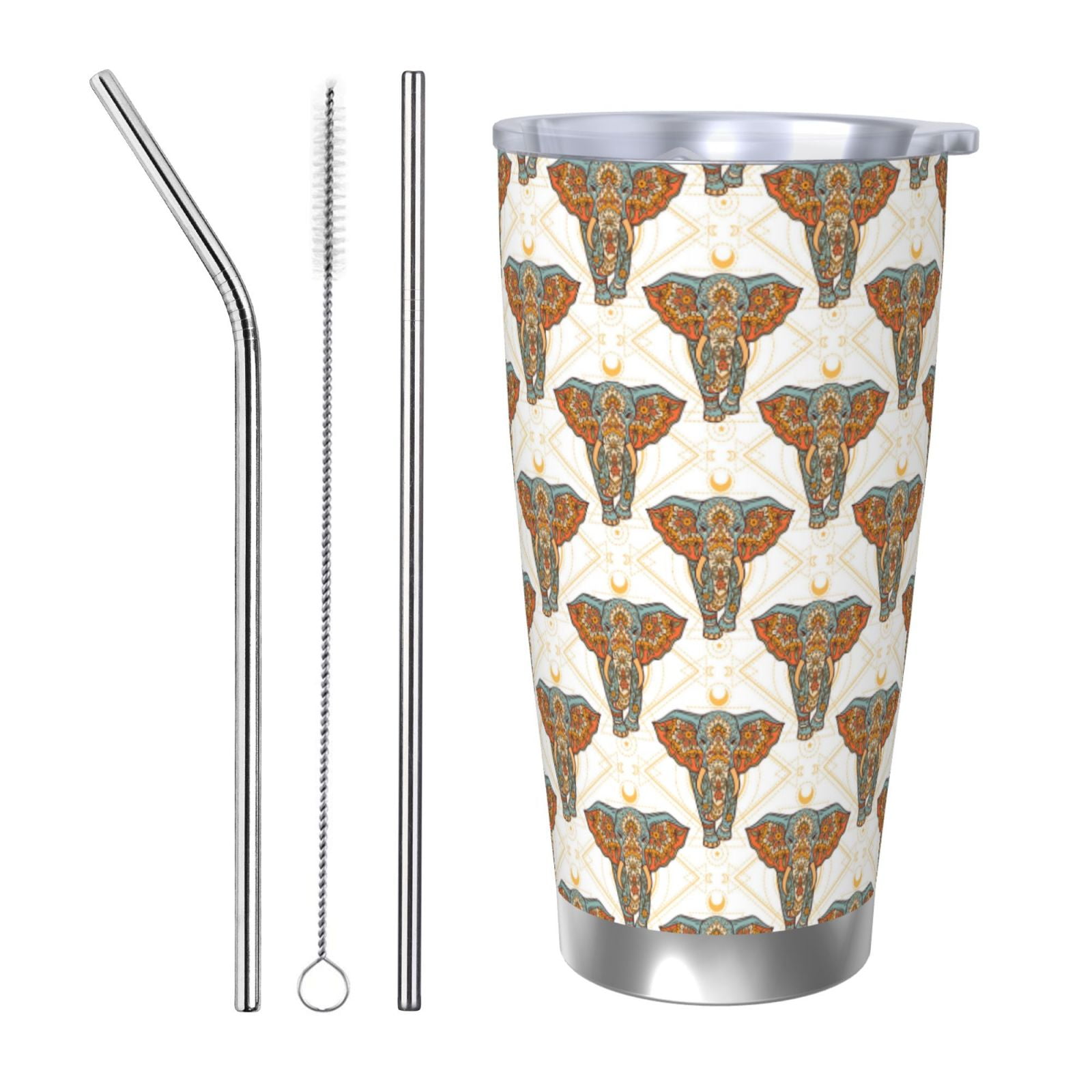 Fuzoiu Retro elephants Print 20oz Tumbler, Stainless Steel Vacuum Insulated Car Cup, Insulated ...
