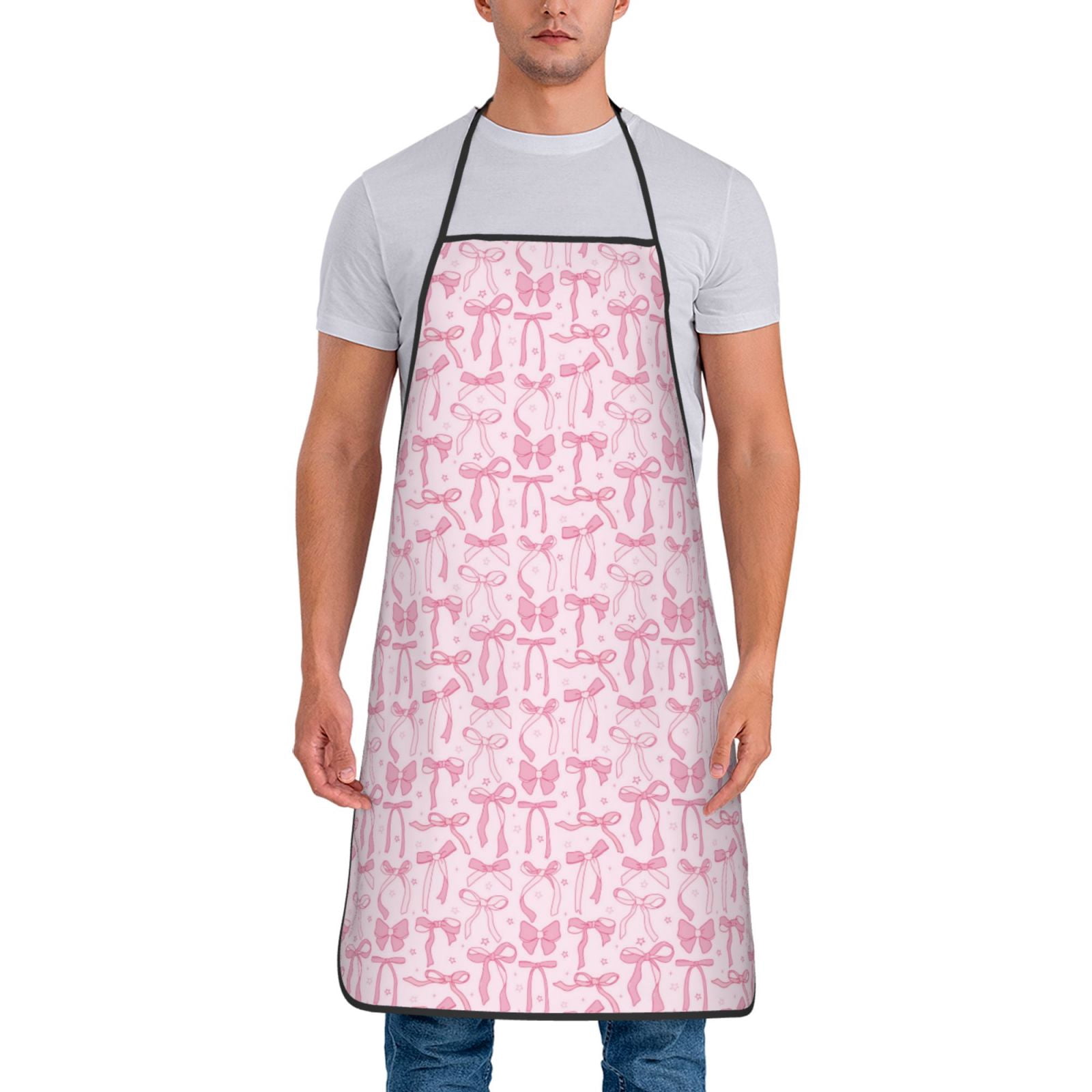 Fuzoiu Ribbon Bow Print Waterproof Apron, Kitchen Apron for Women Men ...