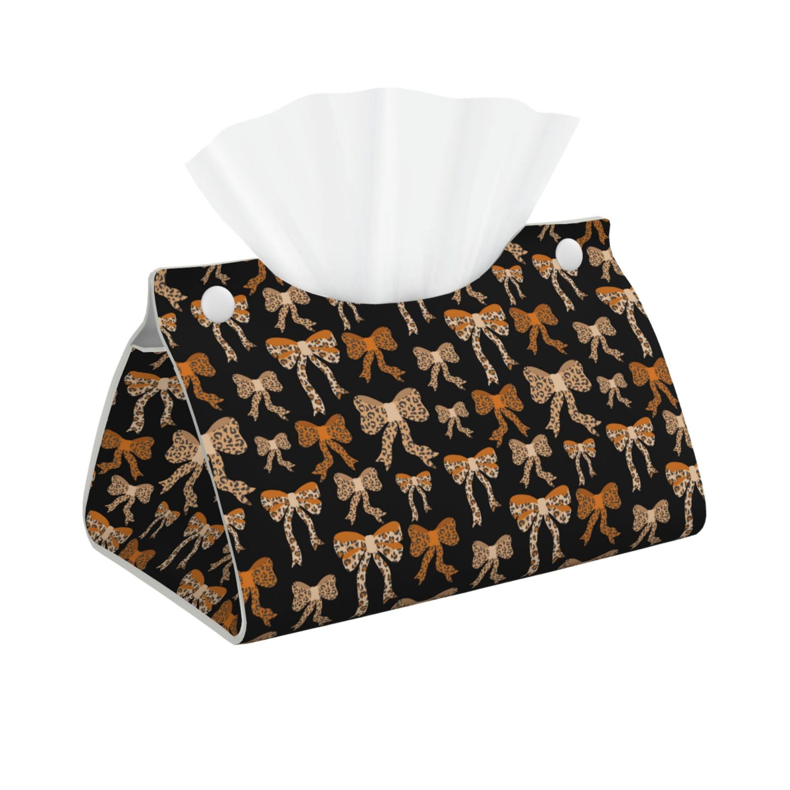 Fuzoiu Ribbon bows with leopard Print Tissue Box Cover, PU Leather ...