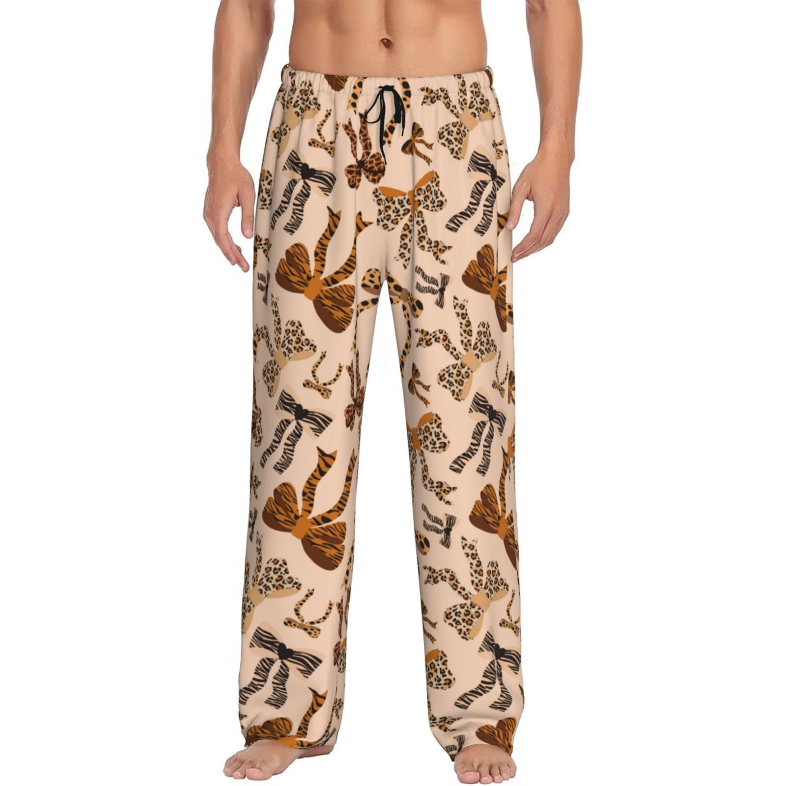 Fuzoiu Ribbon bows with leopard Print Men's Pajama Pants,Lounge Pants ...