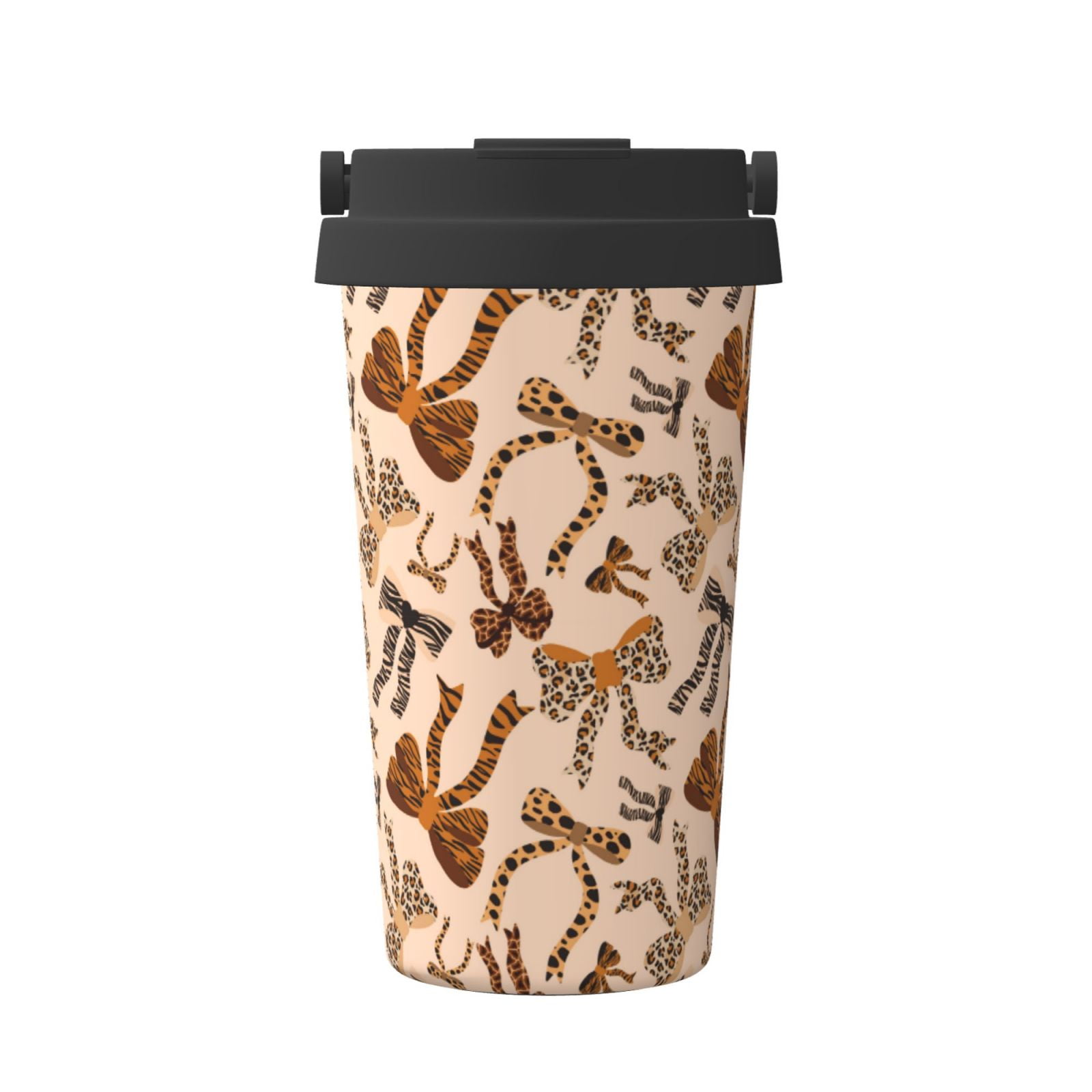 Fuzoiu Ribbon bows with leopard Print Stainless Steel Travel Mug,Vacuum ...