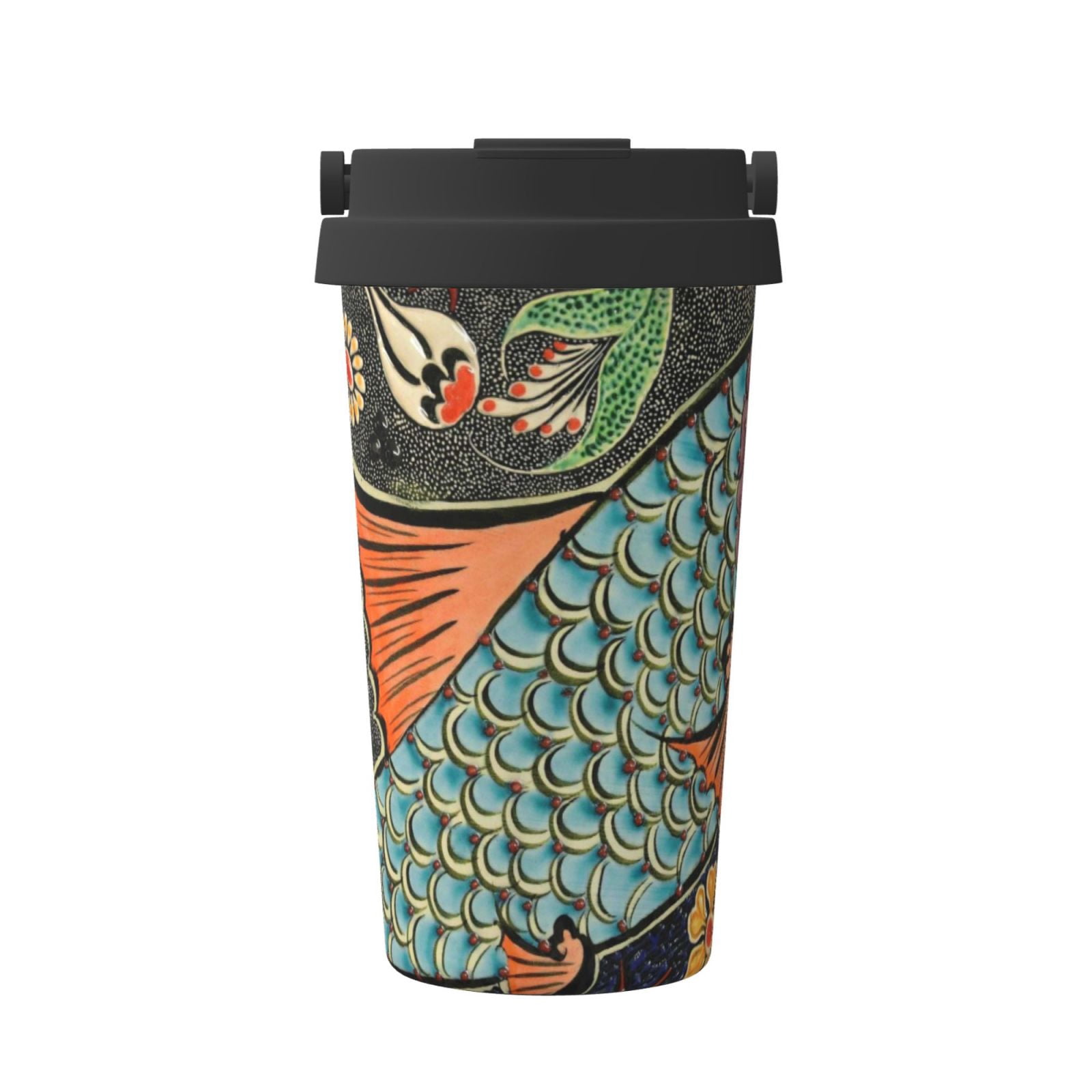 Fuzoiu Rich Fish Print Stainless Steel Travel Mug,Vacuum Insulated ...