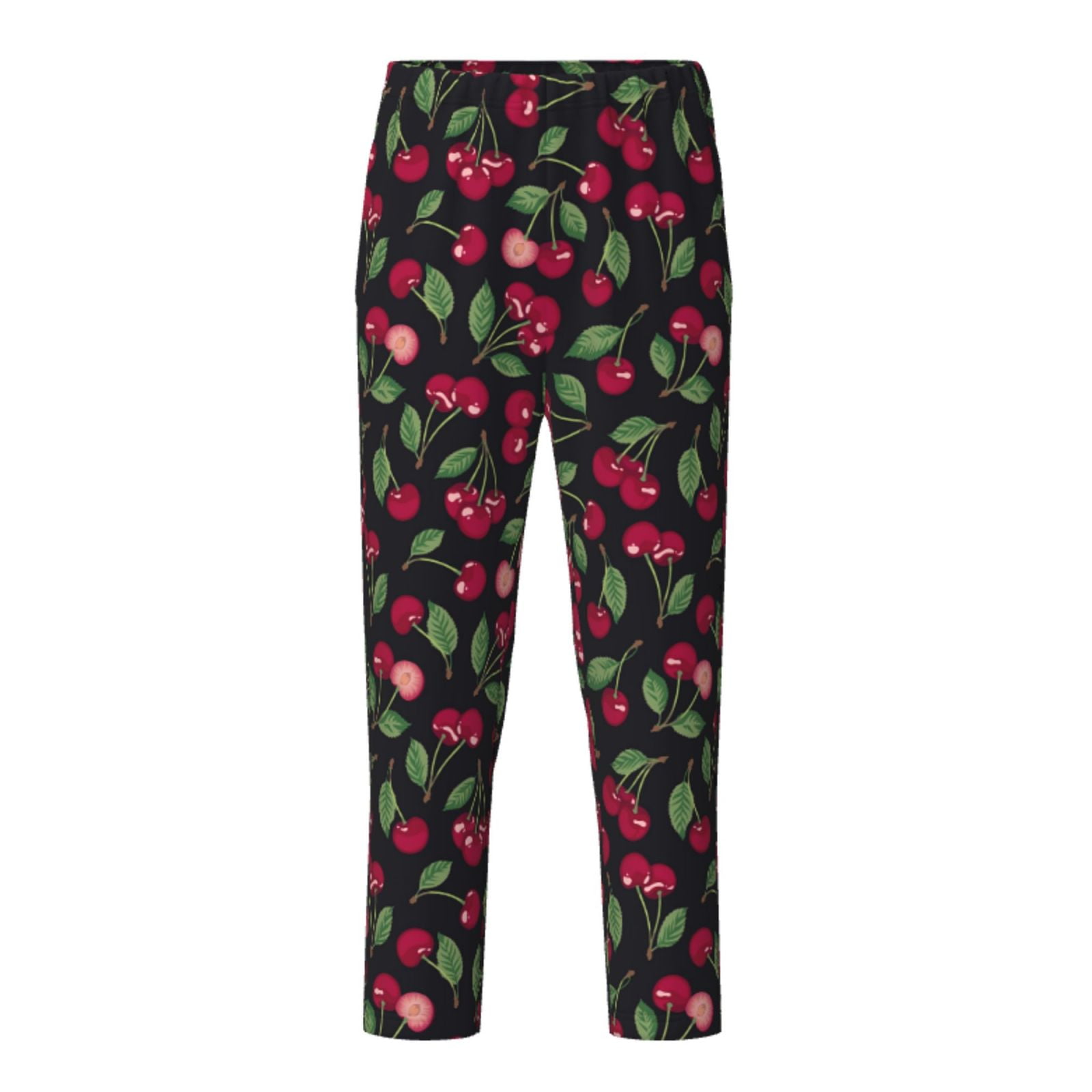Fuzoiu Ripe Red Cherry Print Teenagers' Pajama Pants,Lounge Pants with ...