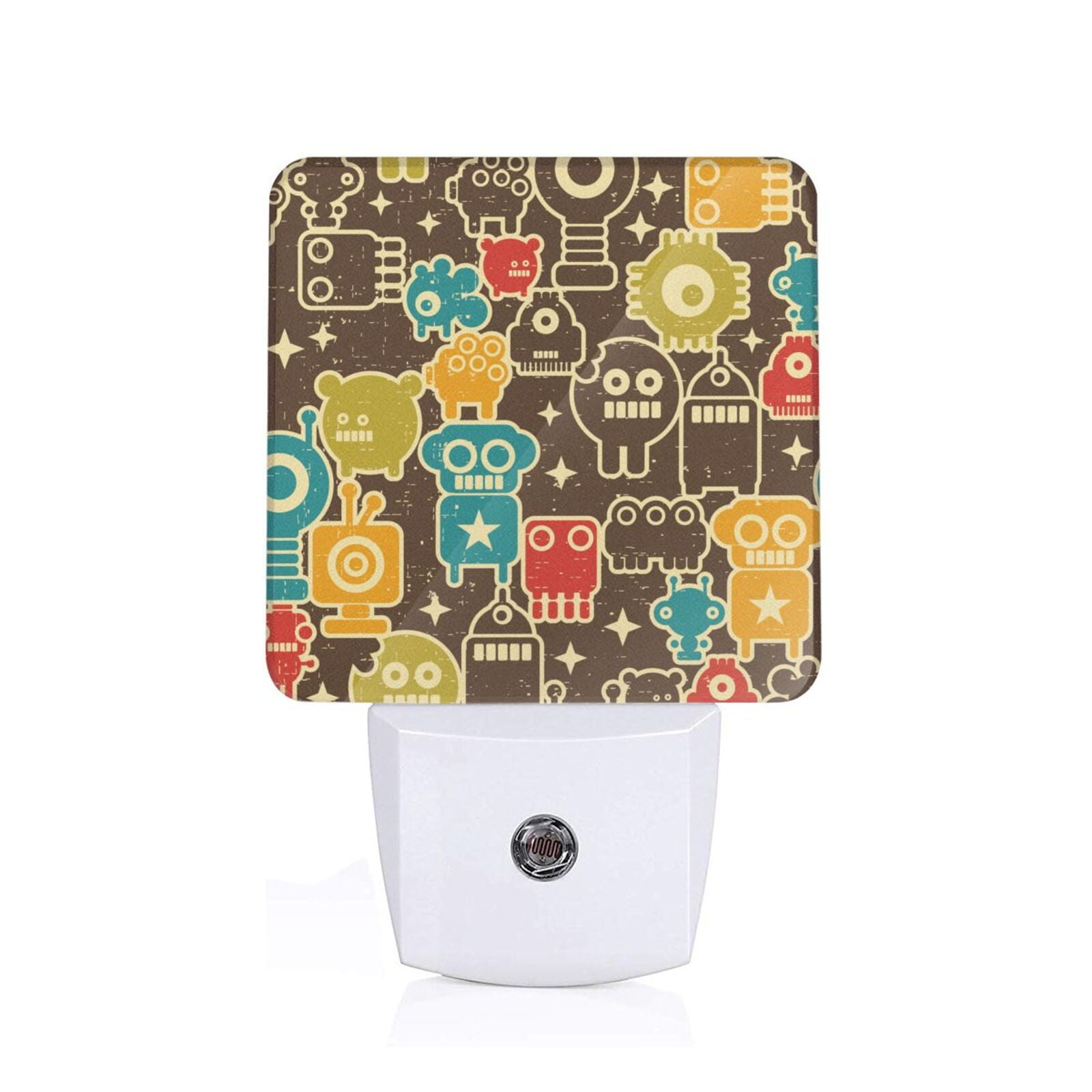 Fuzoiu Robot and Monsters Print Dusk to Dawn LED Night Light with Light ...