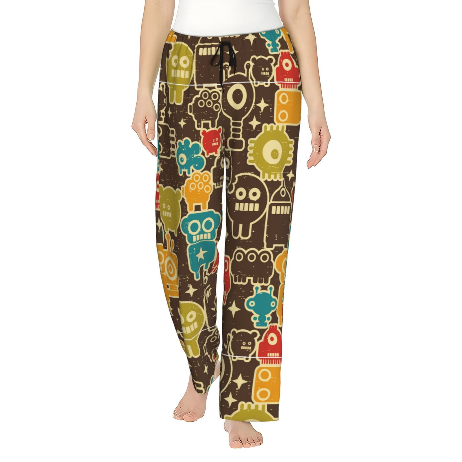 Fuzoiu Robot and Monsters Print Women's Pajama Pants,Lounge Pants with ...