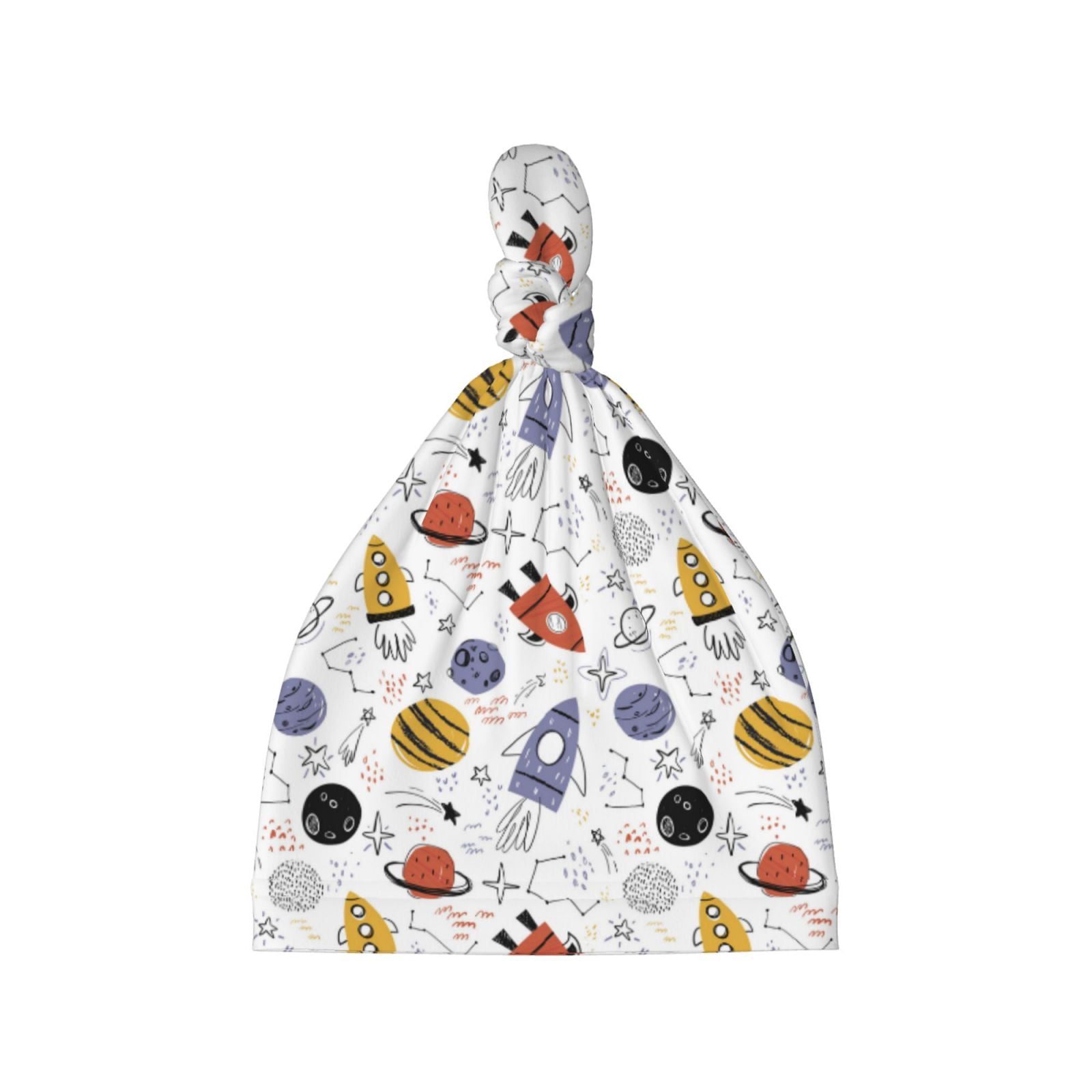Fuzoiu Rocket Planets Print Baby Newborn Hats Set Stretchy Knot Beanie ...