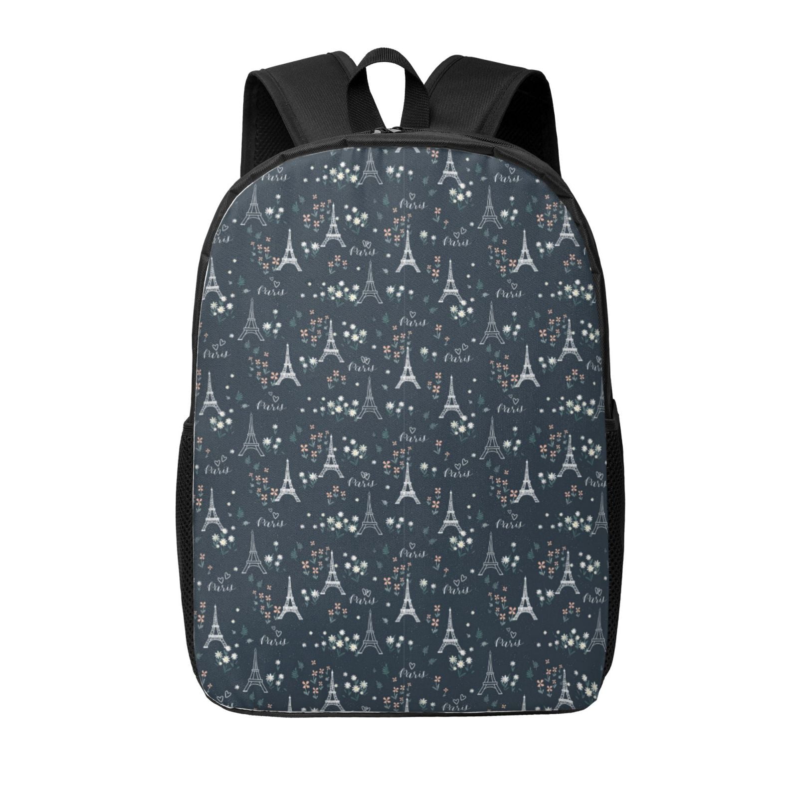 Fuzoiu Romantic Eiffel Tower Print 17in Student Backpack,School ...
