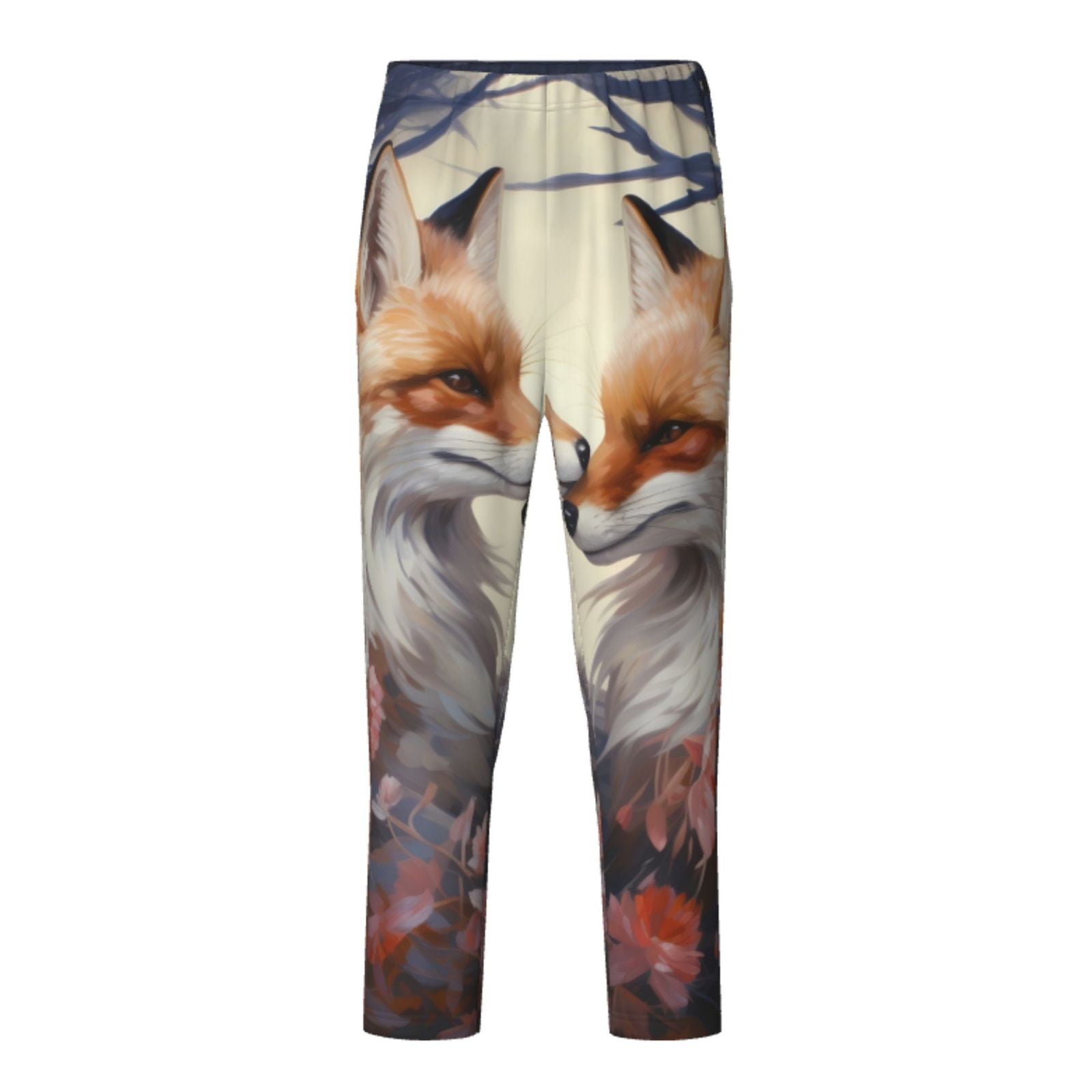 Fuzoiu Romantic Flower Fox Print Teenagers' Pajama Pants,Lounge Pants ...
