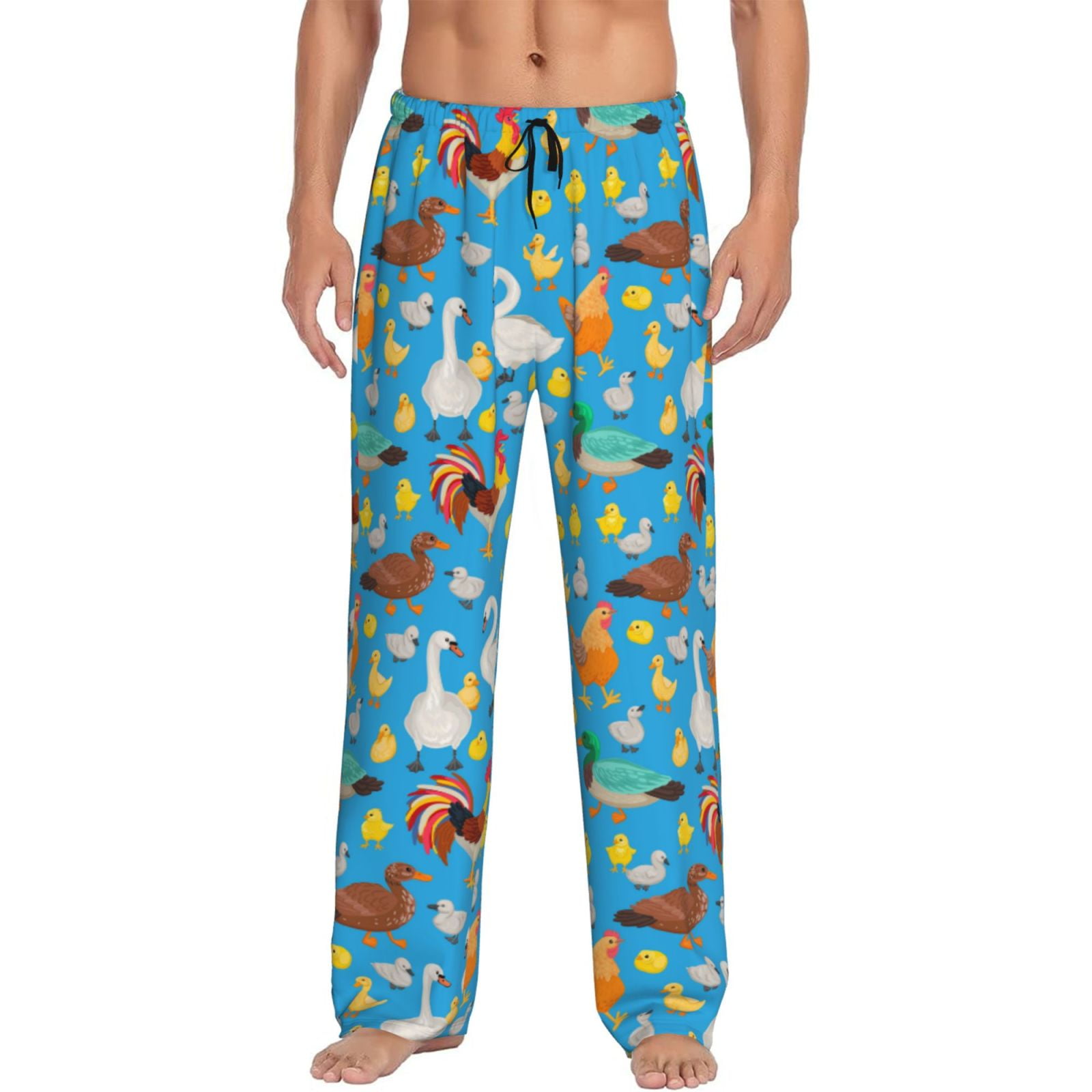 Fuzoiu Rooster And Chickens Print Men's Pajama Pants,Lounge Pants for ...