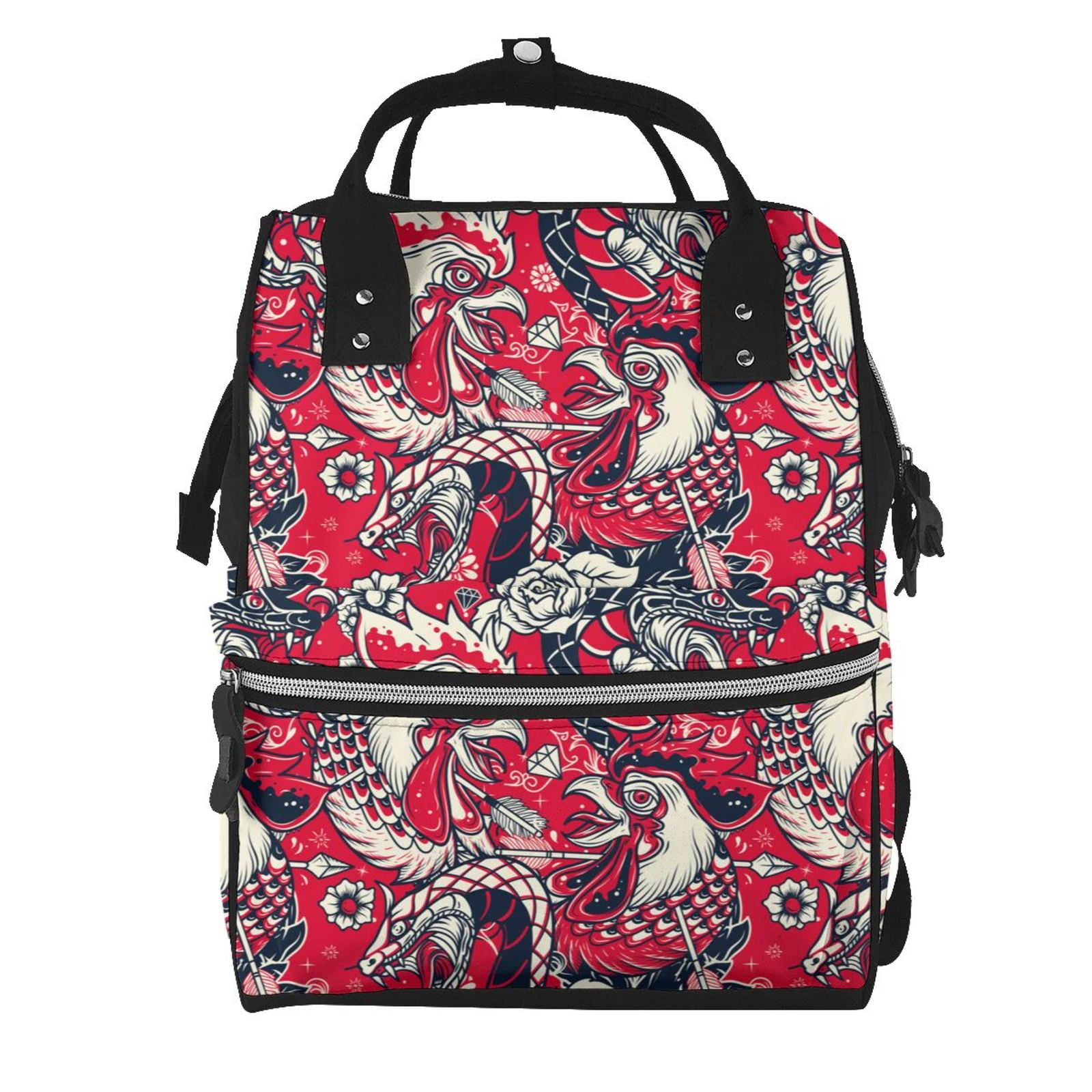 Fuzoiu Rooster Head Print Diaper Bag Backpack,Baby Essentials Travel ...