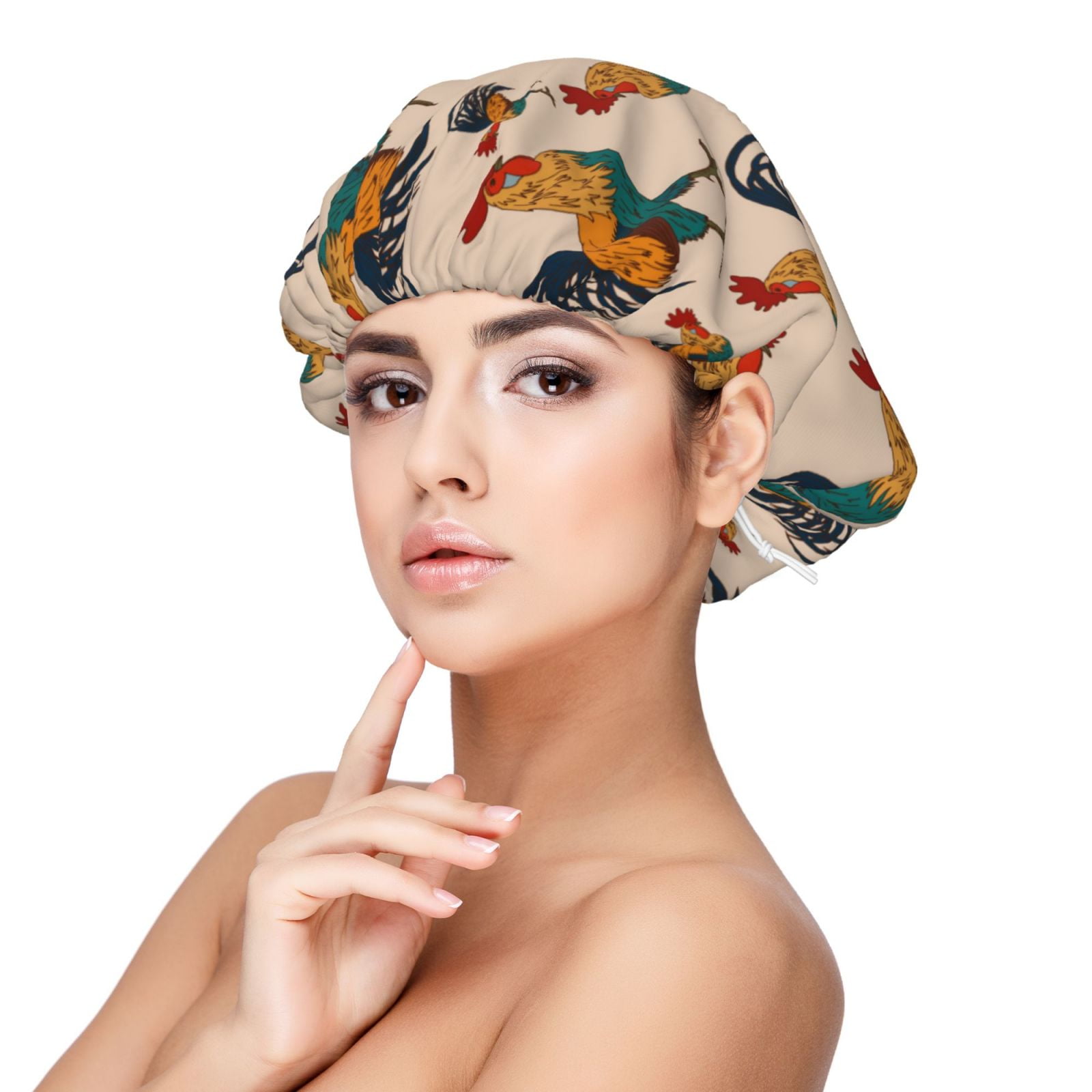Fuzoiu Rooster Print Adult’s Satin Sleeping Cap,Satin Bonnet,Silk ...
