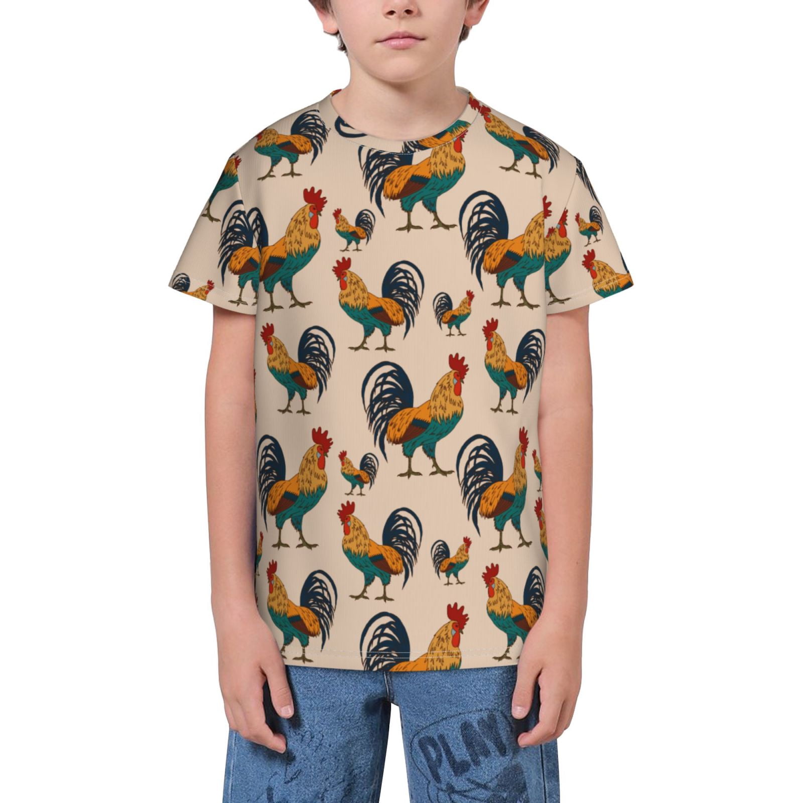 Fuzoiu Rooster Print Youth Short Sleeve T-Shirt,Youth Dry-Fit Active ...