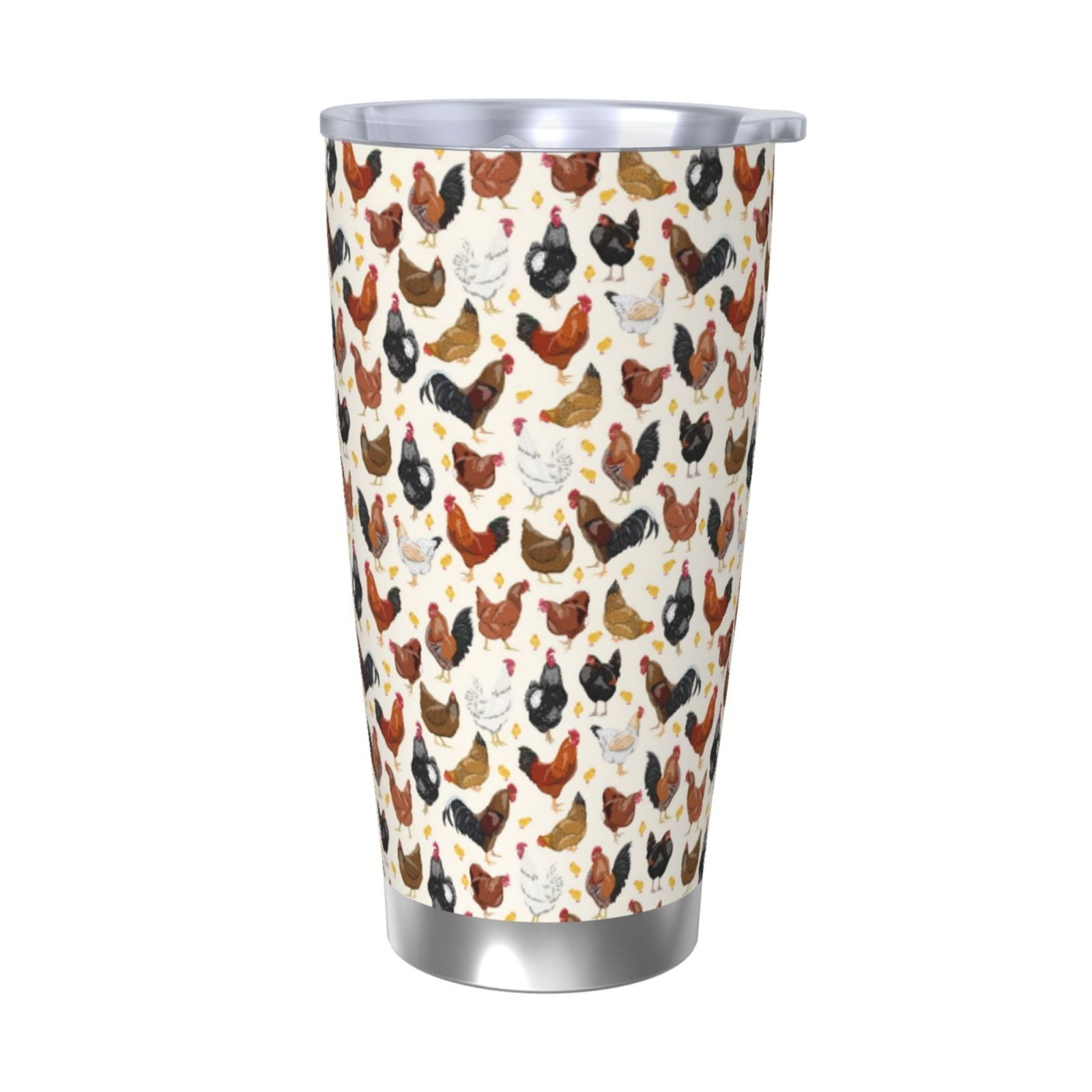 Fuzoiu Roosters and Chickens Print 20oz Tumbler, Stainless Steel Vacuum ...