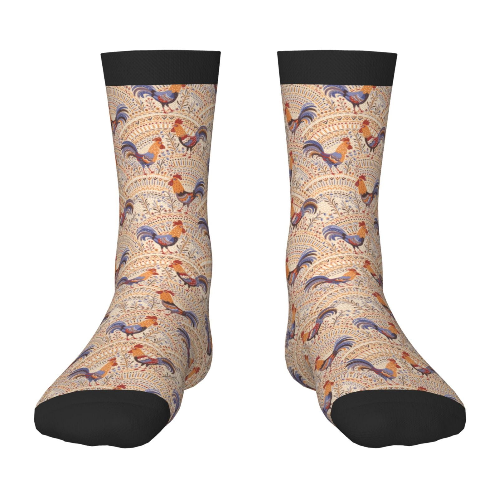 Fuzoiu Roosters In Floral Print Kids Socks For Boys Girls,Grip Crew ...
