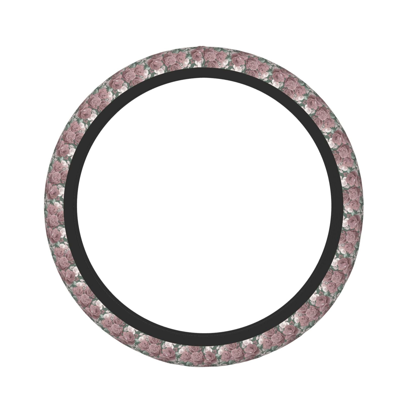 Fuzoiu Rose Flowers Print Elastic Stretch Steering Wheel Cover ...