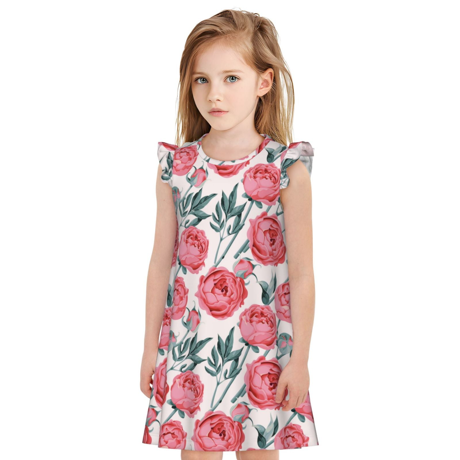 Fuzoiu Rose Flowers Print Girls' Nightgowns Pajamas Dress,Girls ...