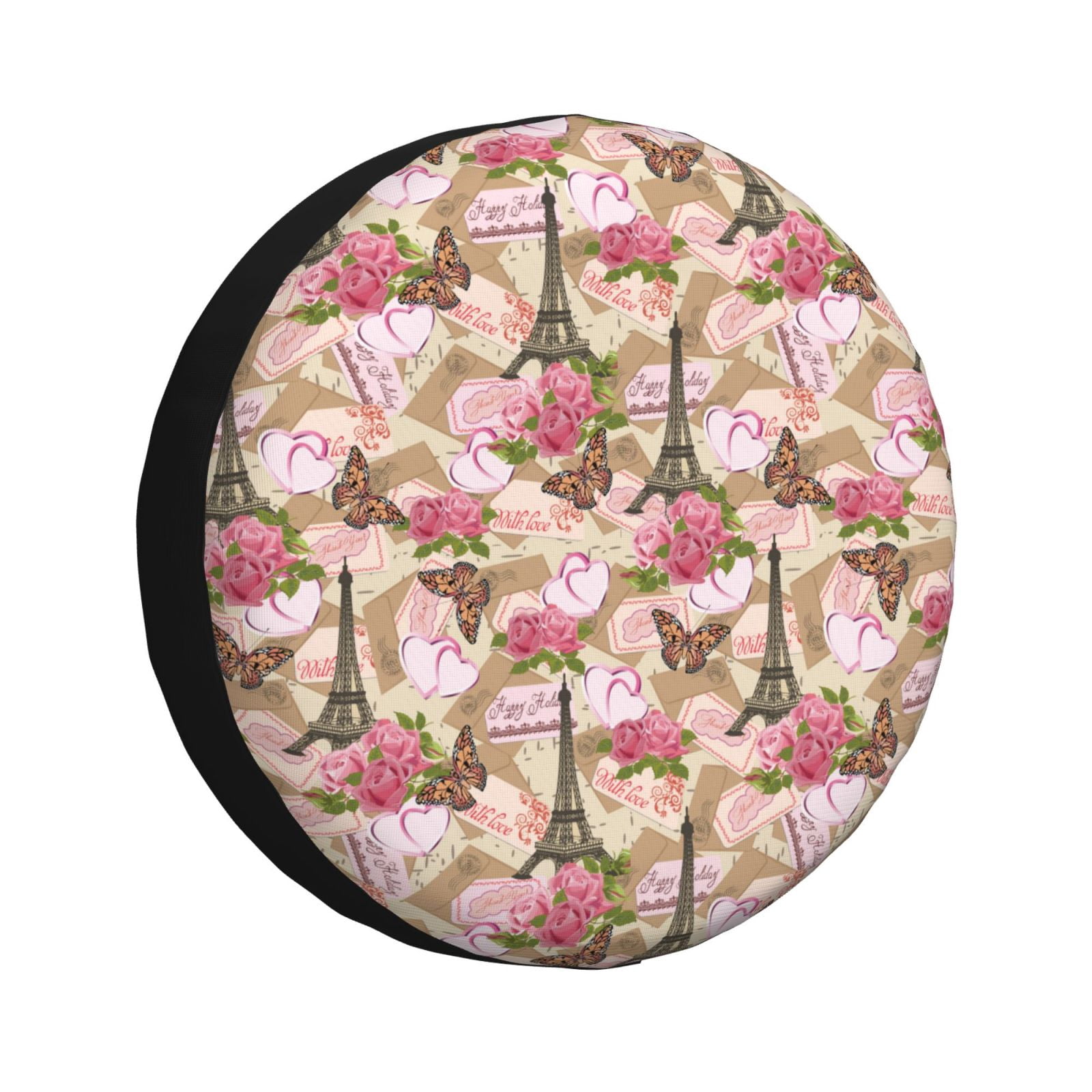 Fuzoiu Rose Flowers Print Universal Spare Tire Cover with Buckle Strap ...