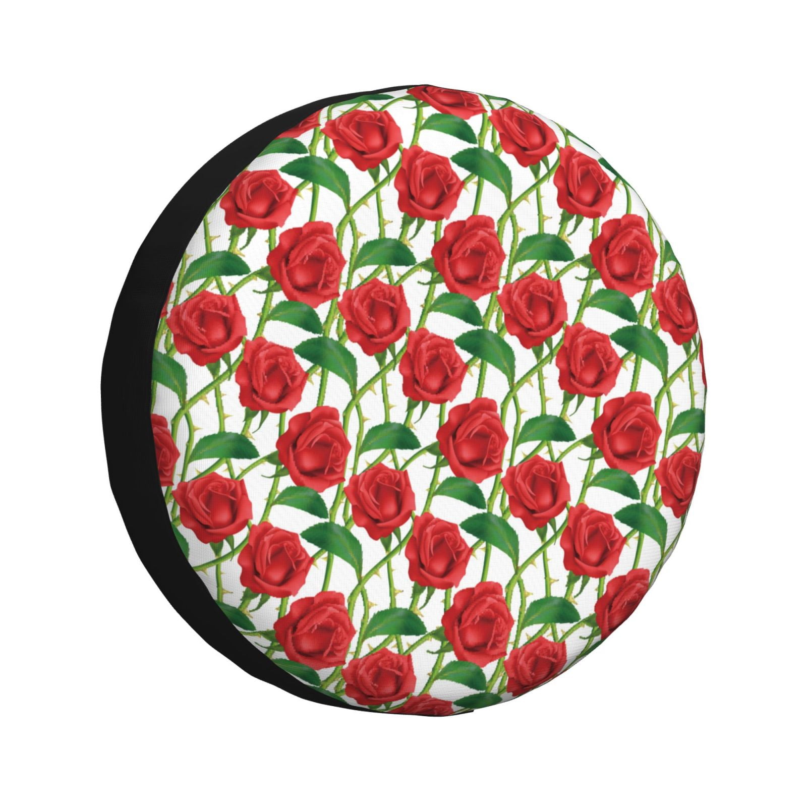 Fuzoiu Rose Flowers Print Universal Spare Tire Cover with Buckle Strap ...