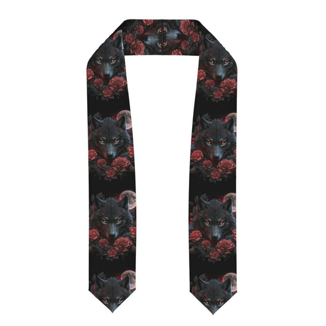 Fuzoiu Rose Full Moon Black Wolf Print Graduation Sash,Graduation Stole ...