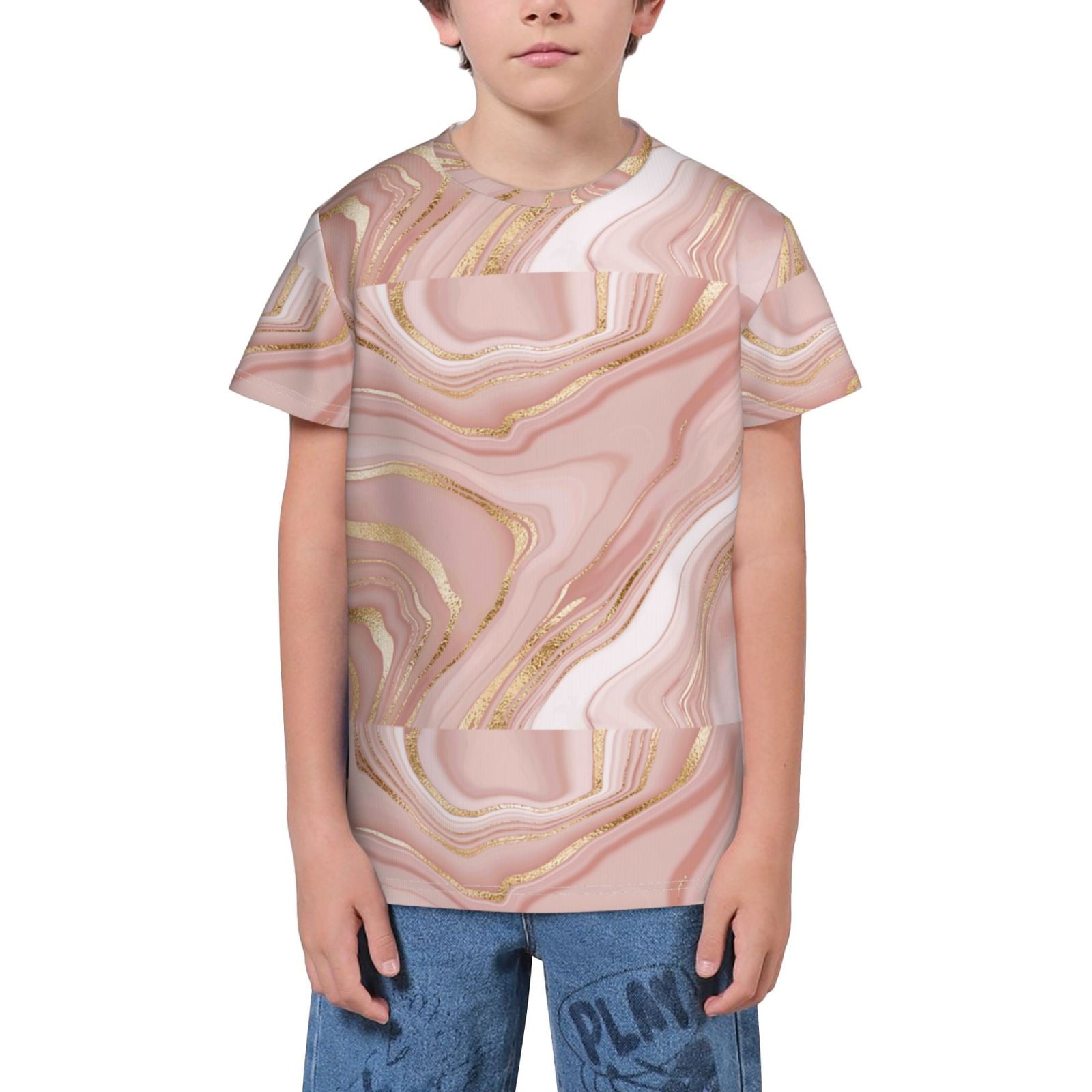 Fuzoiu Rose Gold Glitter Splatter Print Youth Short Sleeve T-Shirt ...
