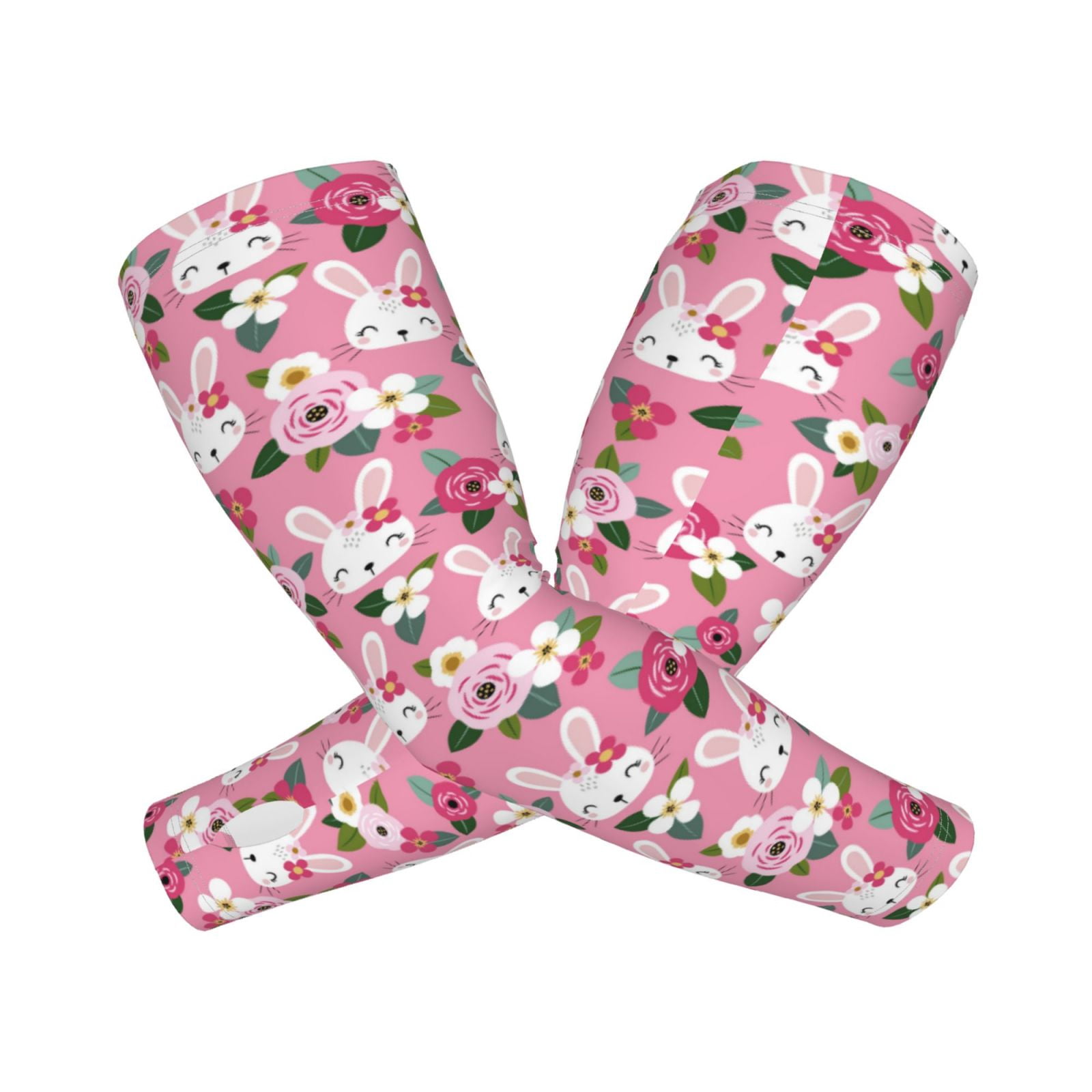 Fuzoiu Rose Rabbit Print Cooling Sleeves for Sun Protection,UV Cooling ...