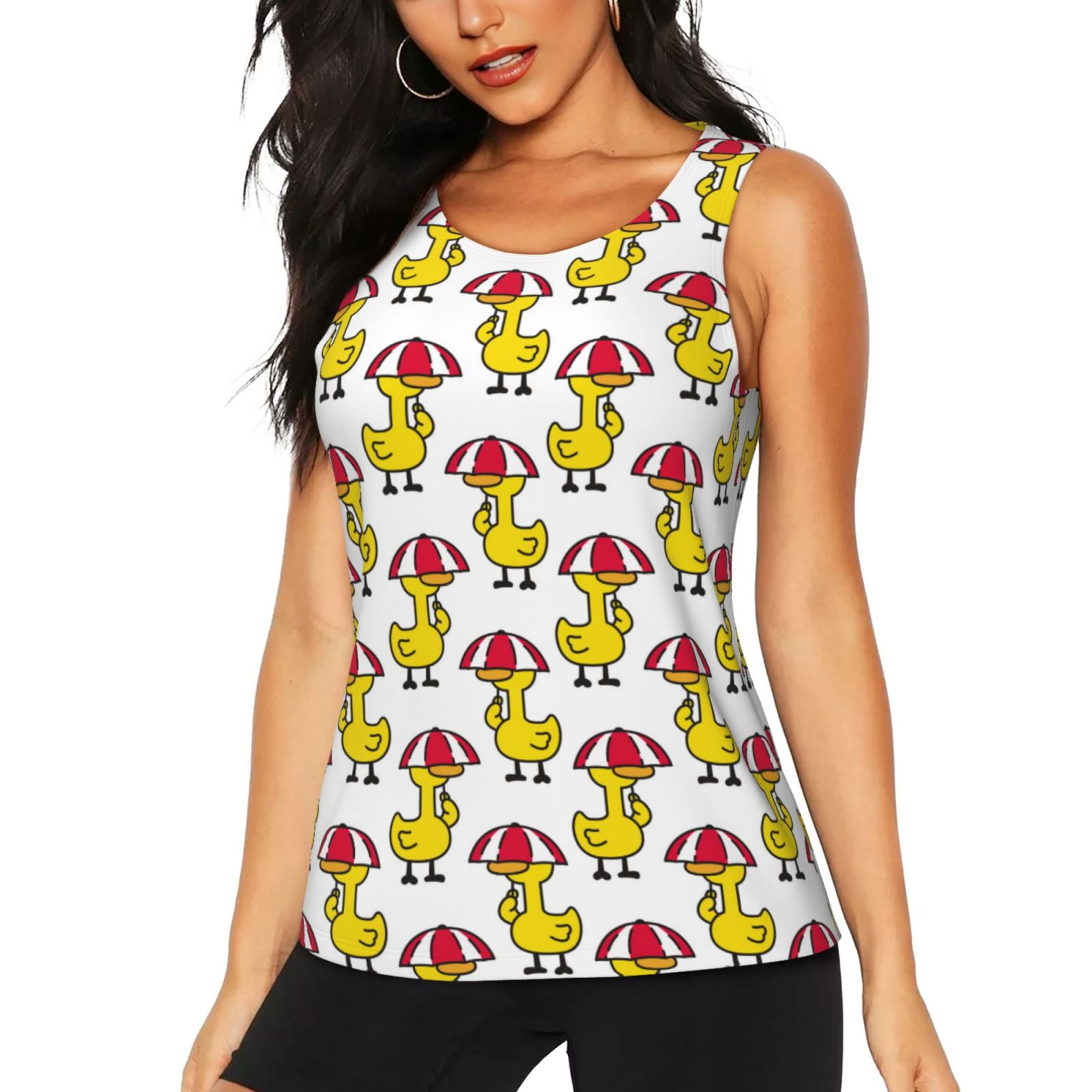 Fuzoiu Rubber Duck Chicken Bird Print Women's Workout Tank Top,Athletic ...