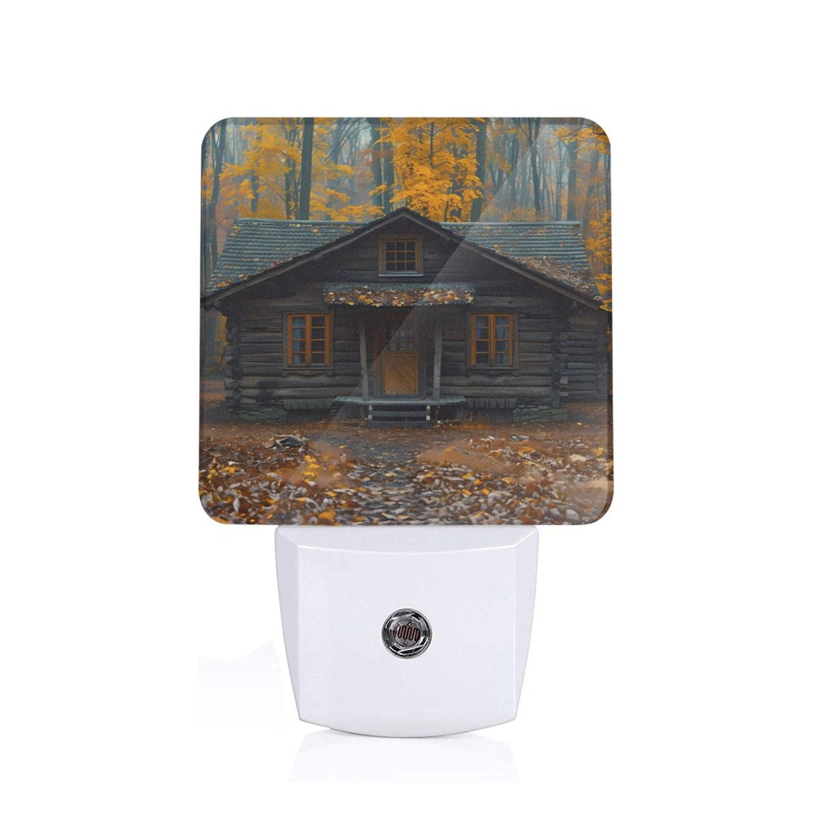 Fuzoiu Rustic Cabin Autumn Forest Print Dusk to Dawn LED Night Light ...