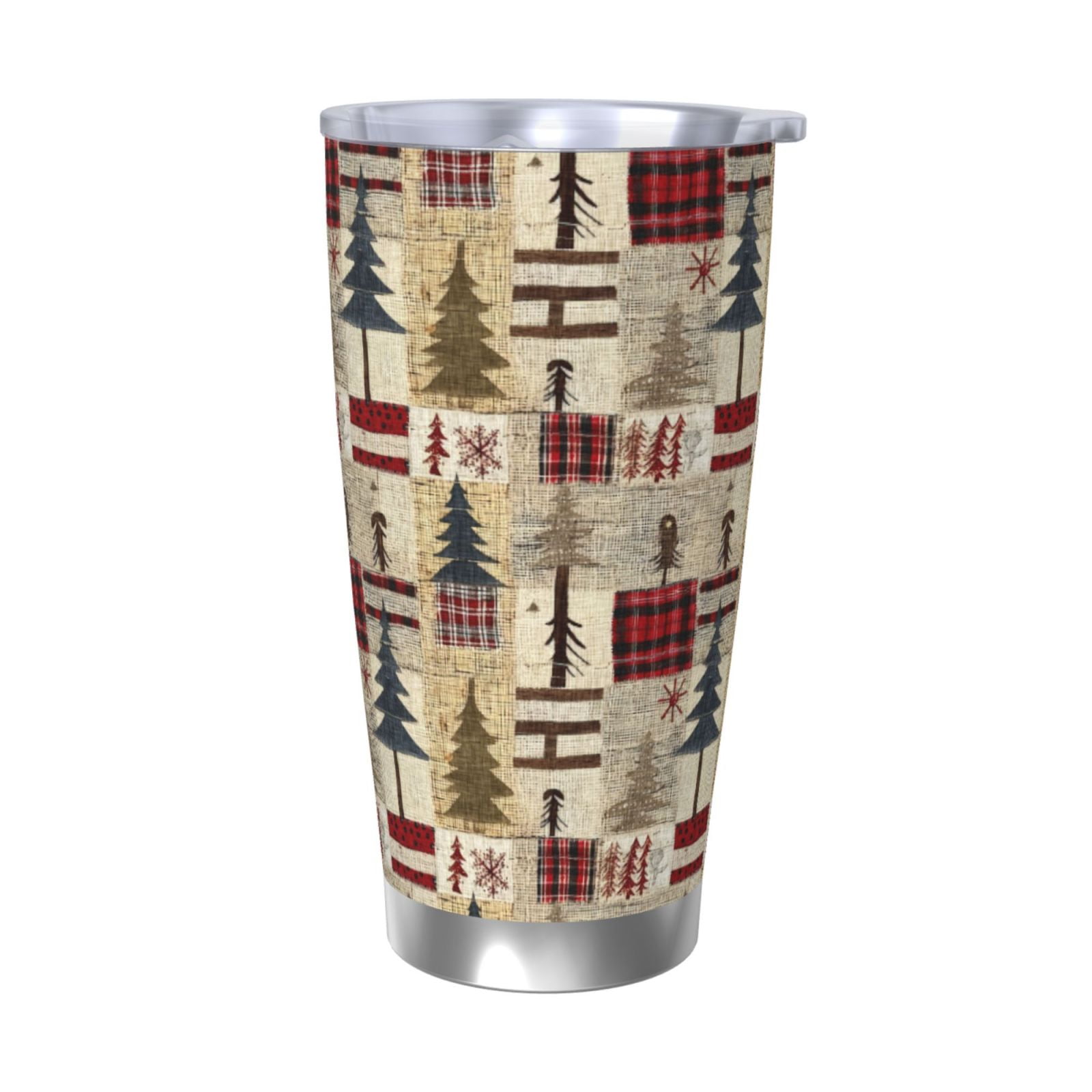 Fuzoiu Rustic Plaid Forest Lodge Print 20oz Tumbler, Stainless Steel ...